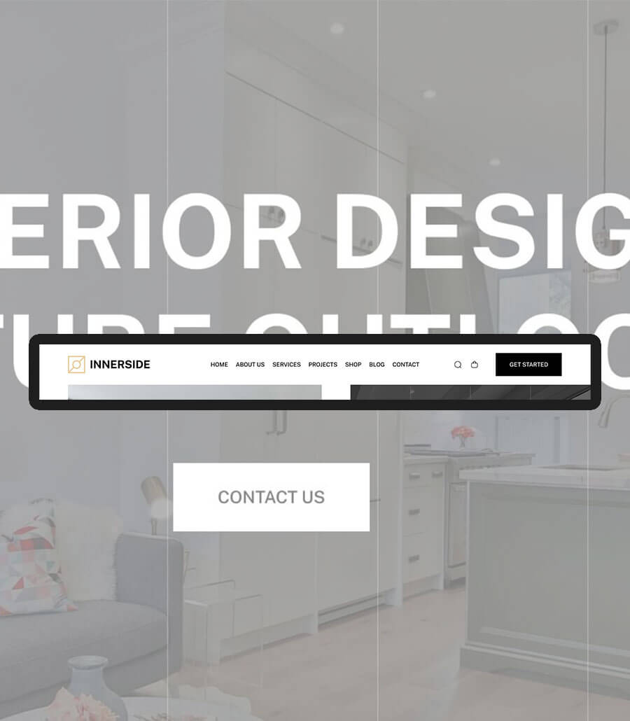 InnerSide - Interior Design Website Template Header | Templately