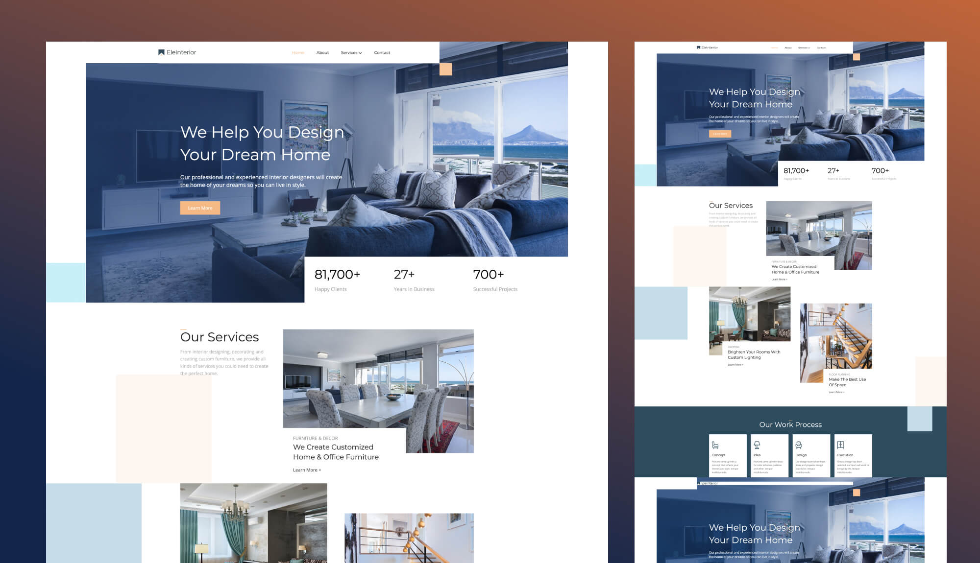 EleInterior - Interior Design Website Template For Gutenberg Home Page | Templately