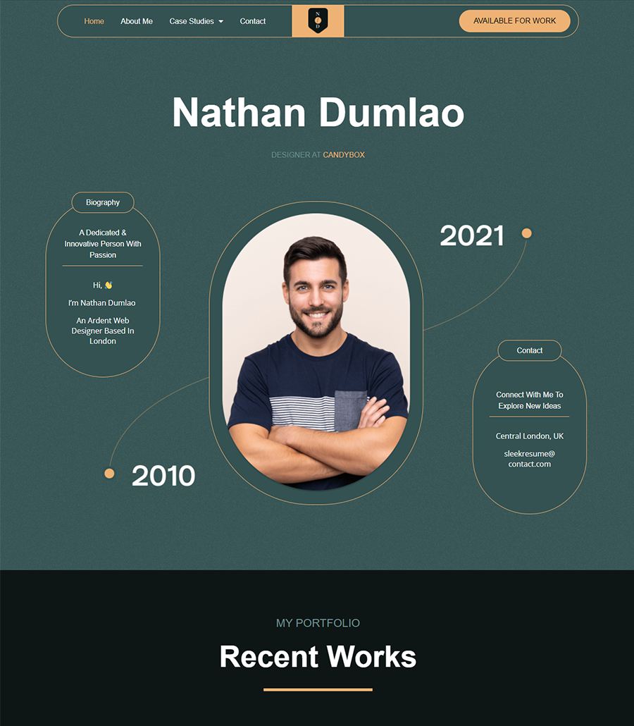 Personal Website Resume SleekResume Personal CV Website Template