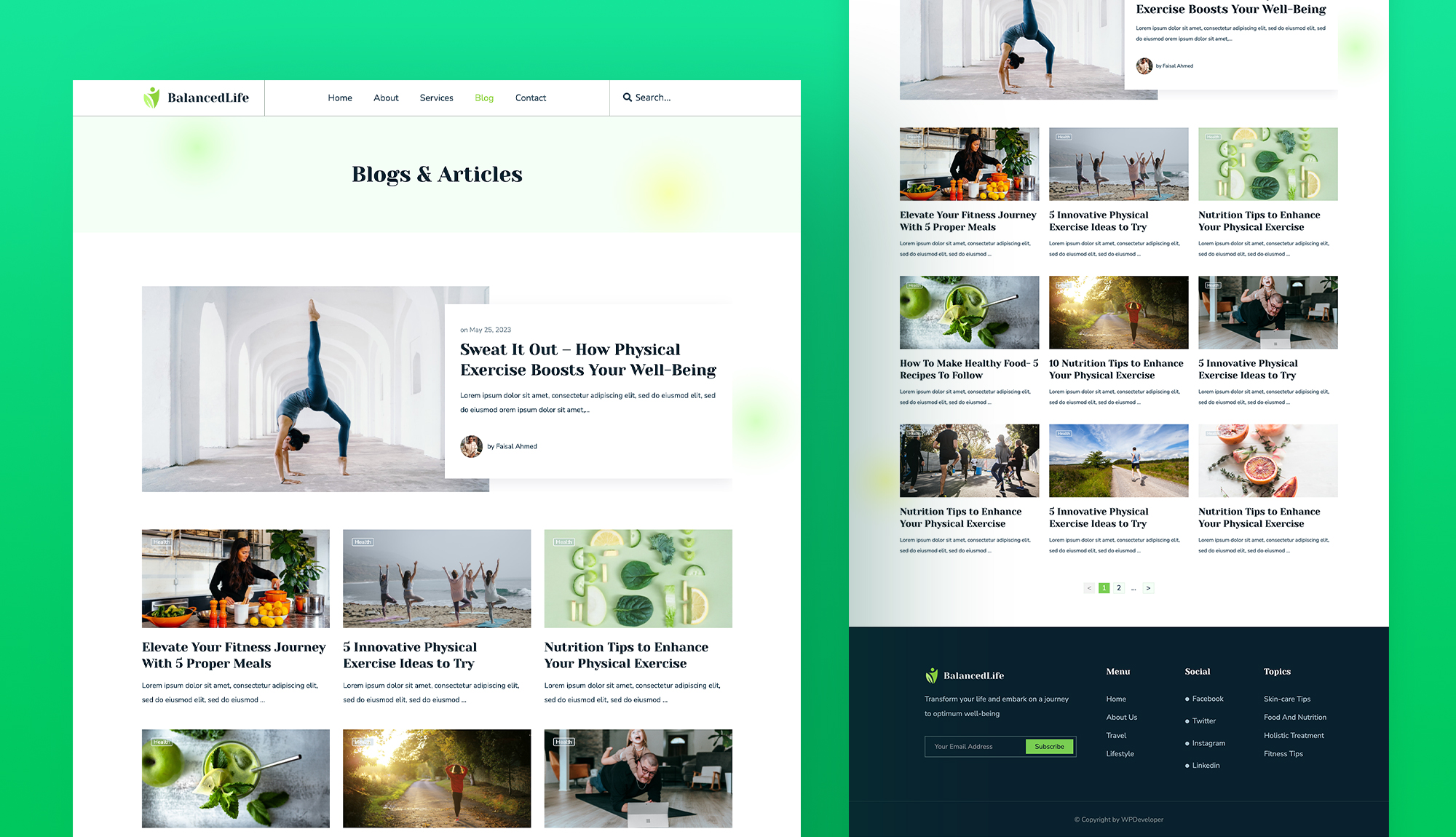 BalancedLife - Health & Wellness Website Template For Gutenberg Blog ...