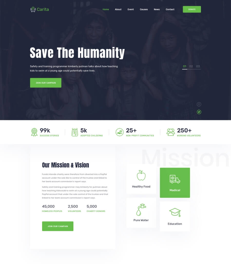 DoNation Charity Template Header | Templately