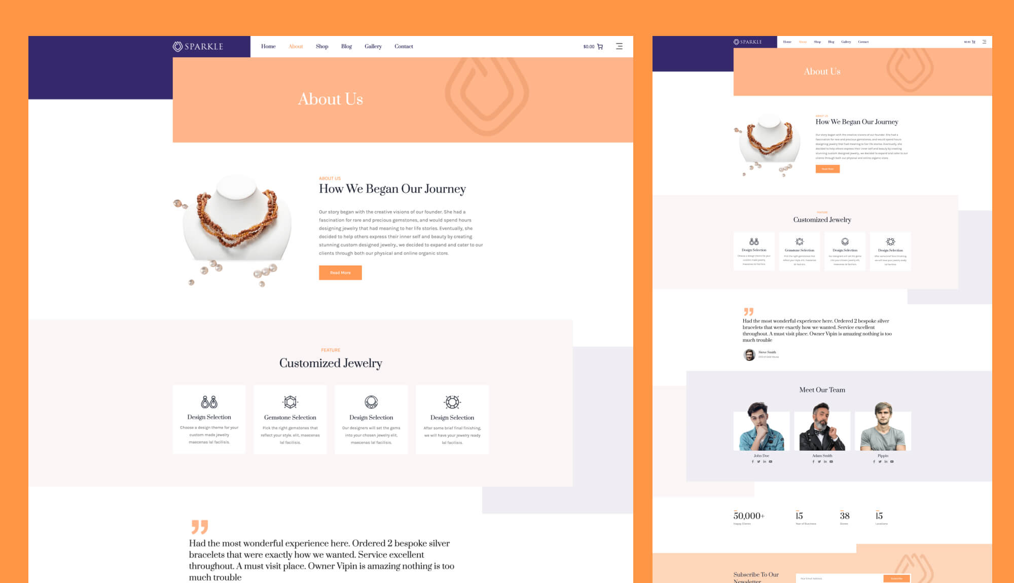 Sparkle - WooCommerce Jewelry Shop Template For Gutenberg About Us Page | Templately
