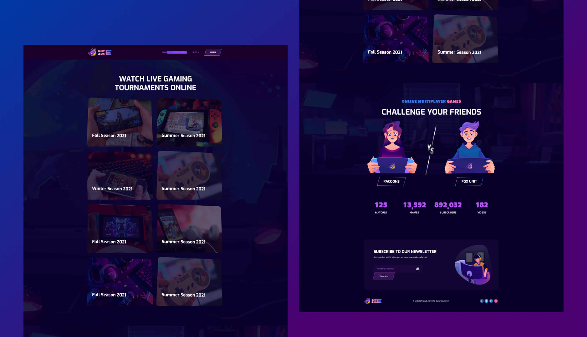 GameZone - Gaming Website Template For Gutenberg Tournaments Page For Gutenberg | Templately