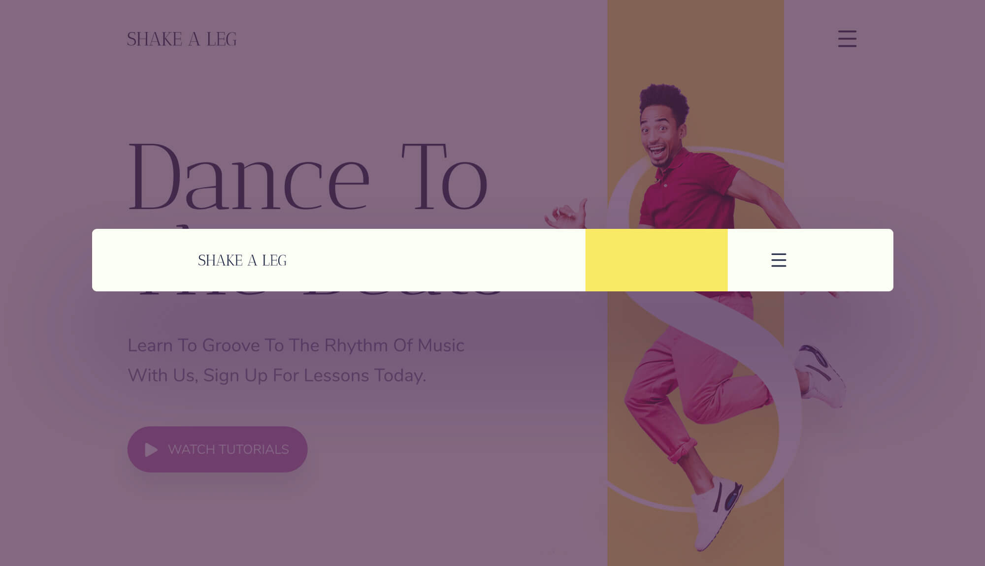 Shake A Leg - Dance Studio Website Template Header | Templately