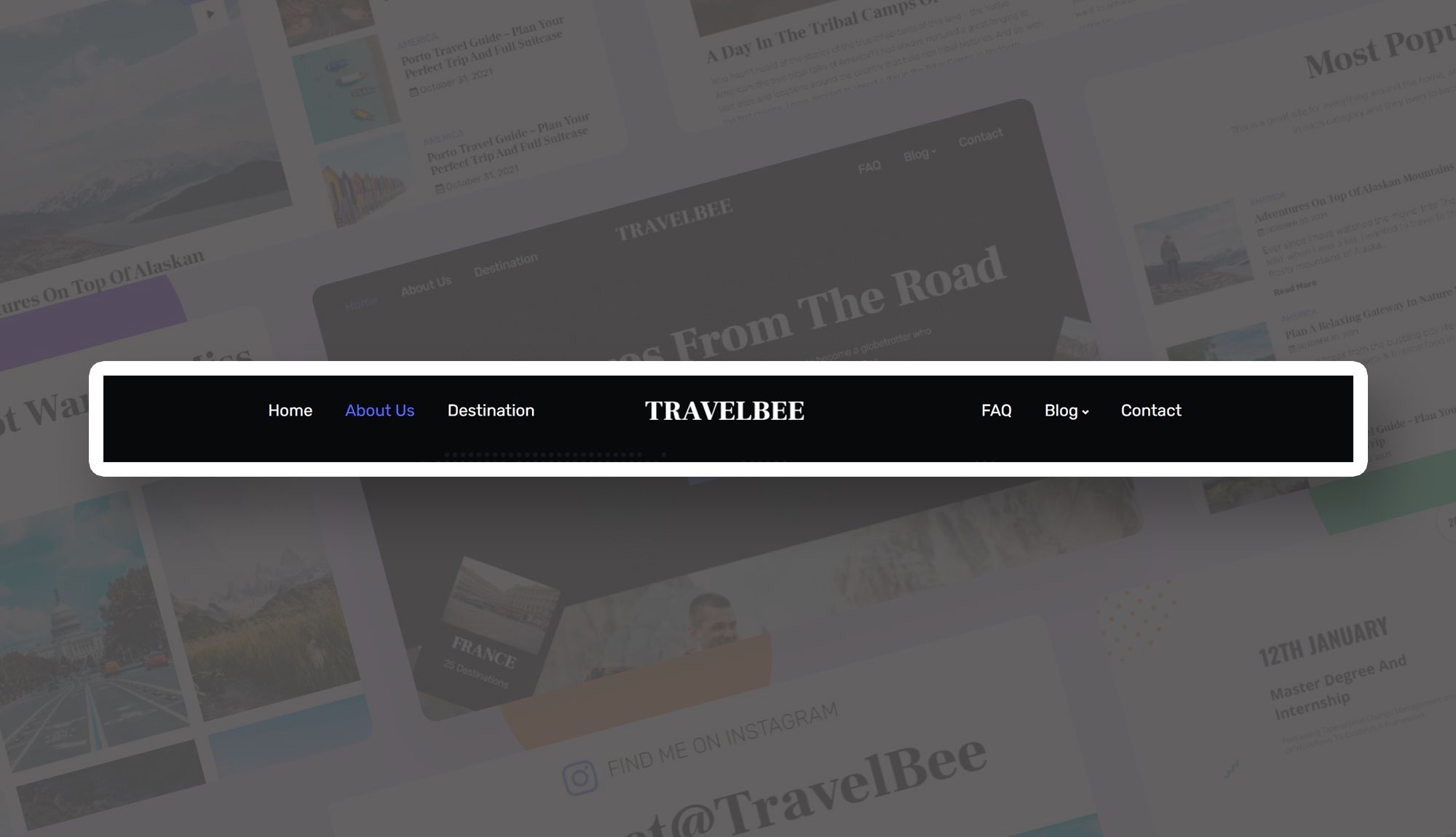 TravelBee - Travel Blog Website Template Header | Templately