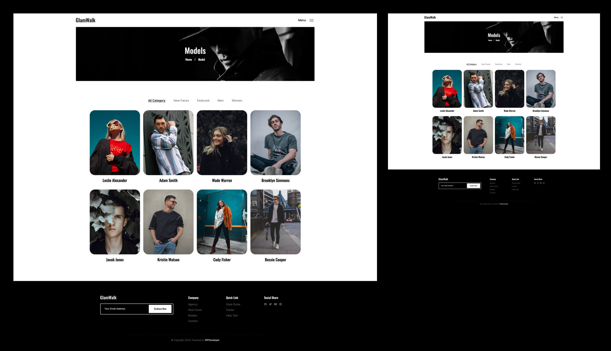 GlamWalk - Fashion Portfolio Website For Elementor Model Page | Templately