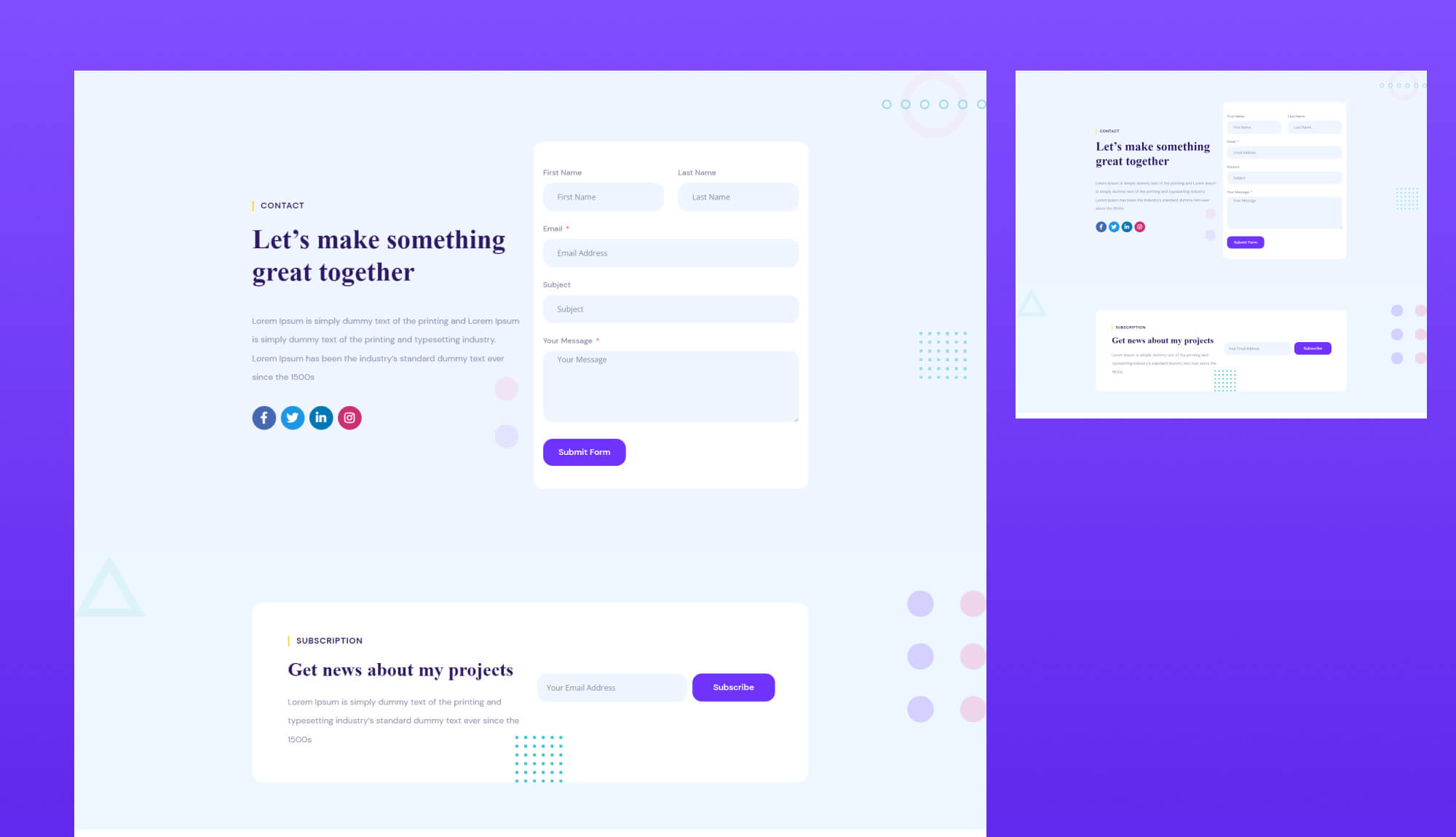 EleFolio Portfolio Template For Gutenberg Contact Page | Templately