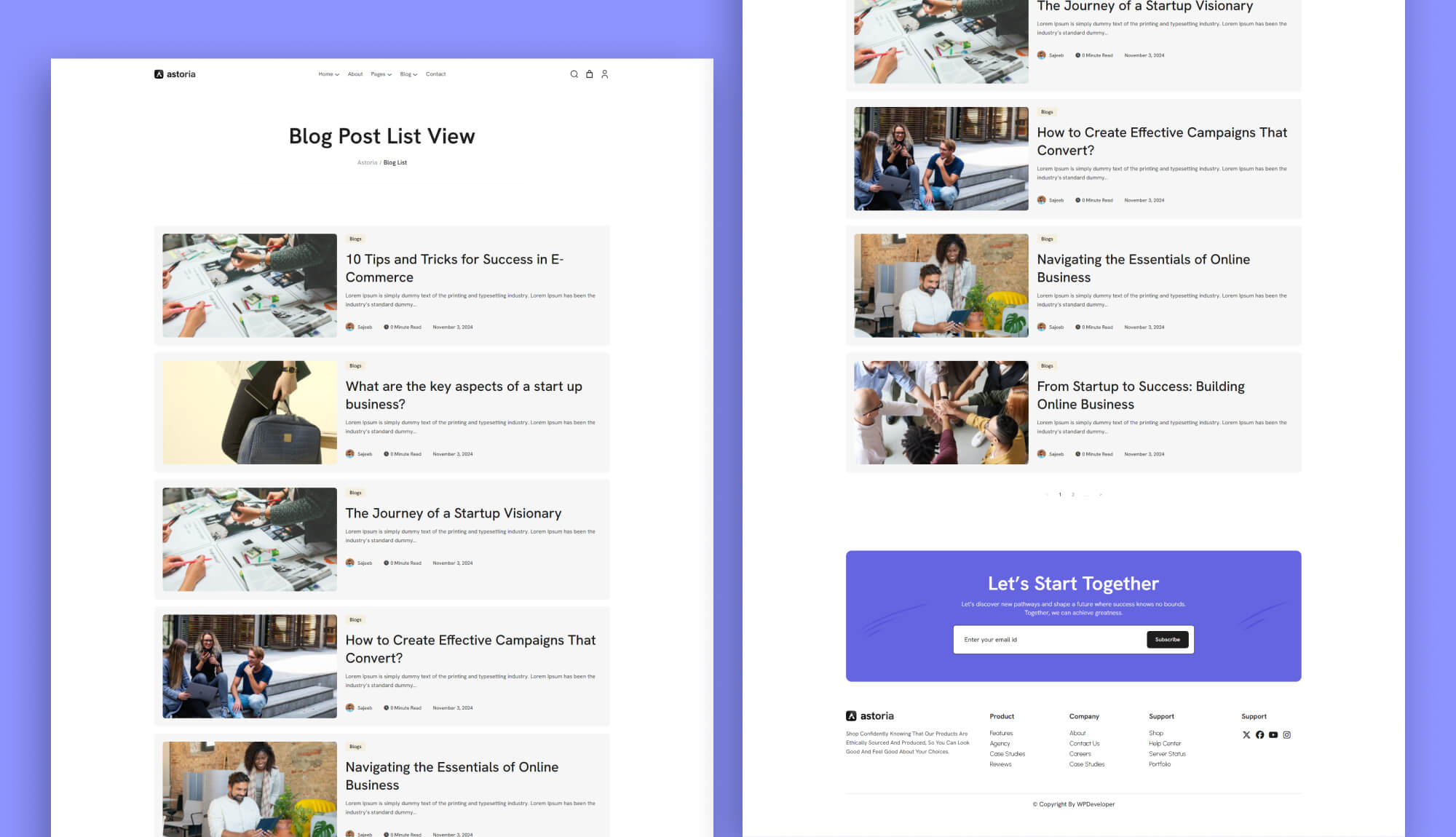 Astoria - Multipurpose Website Template for Gutenberg Blog List Page ...