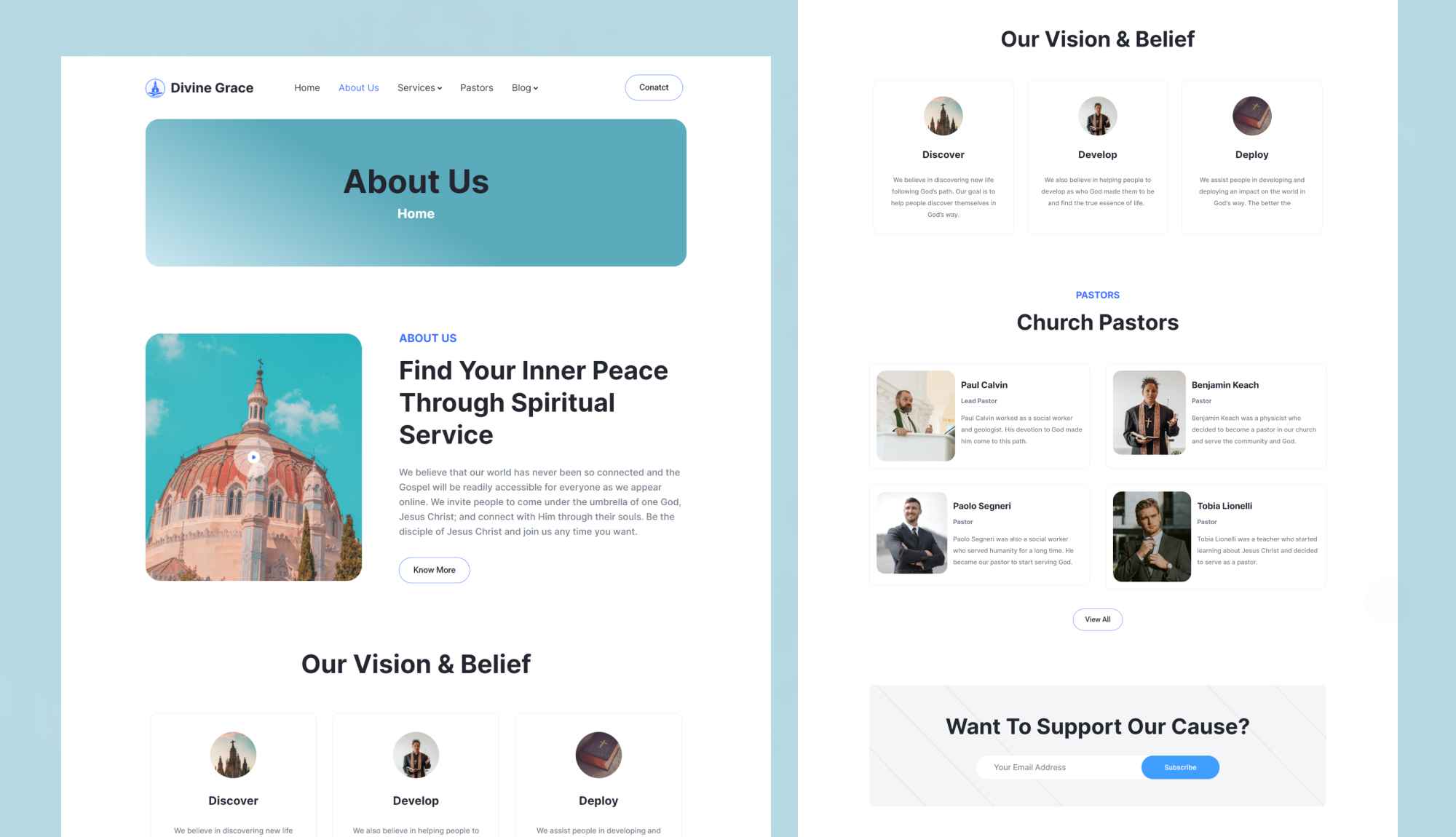 Divine Grace - Church Website Template About Page | Templately | Templately
