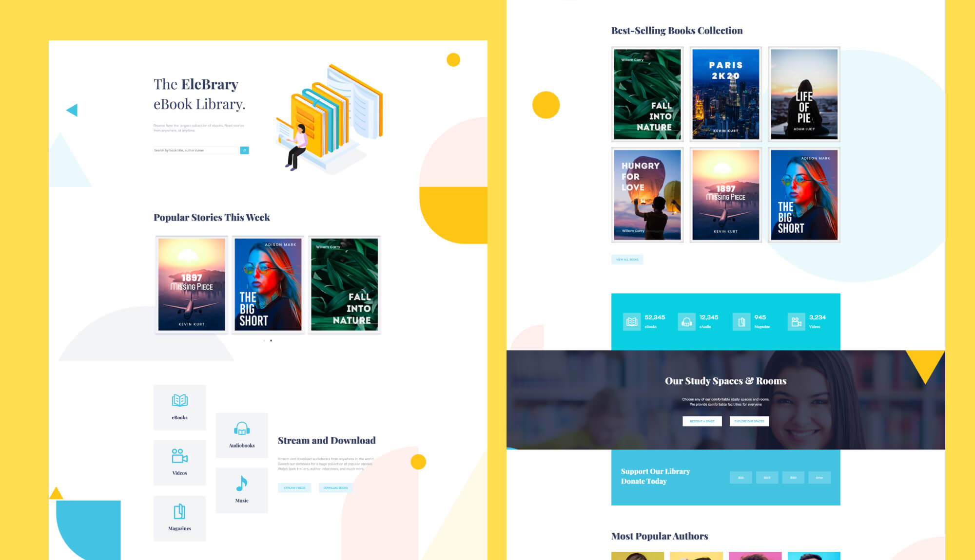 EleBrary - Library Website Template For Gutenberg Home Page | Templately