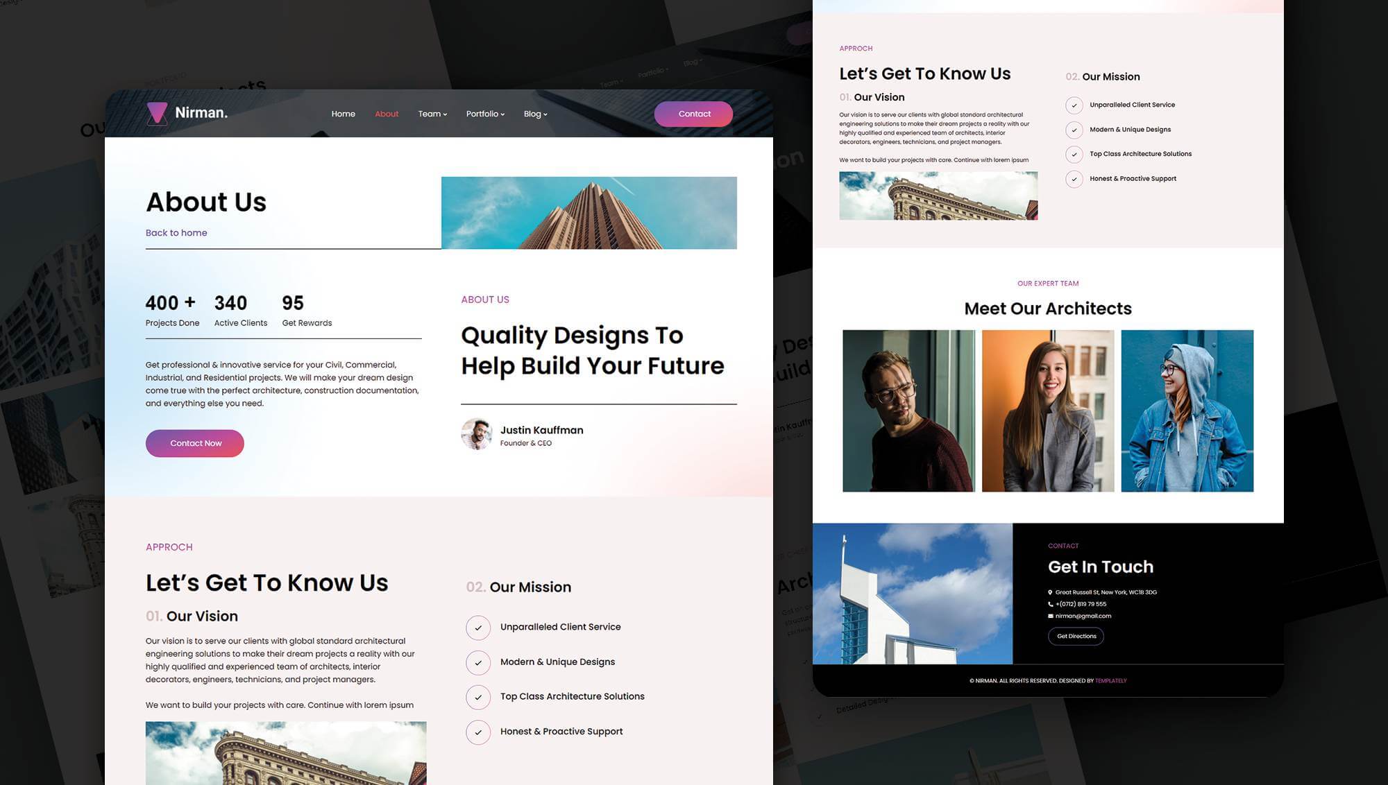 Nirman- Architecture Consultancy Website Template About Page | Templately