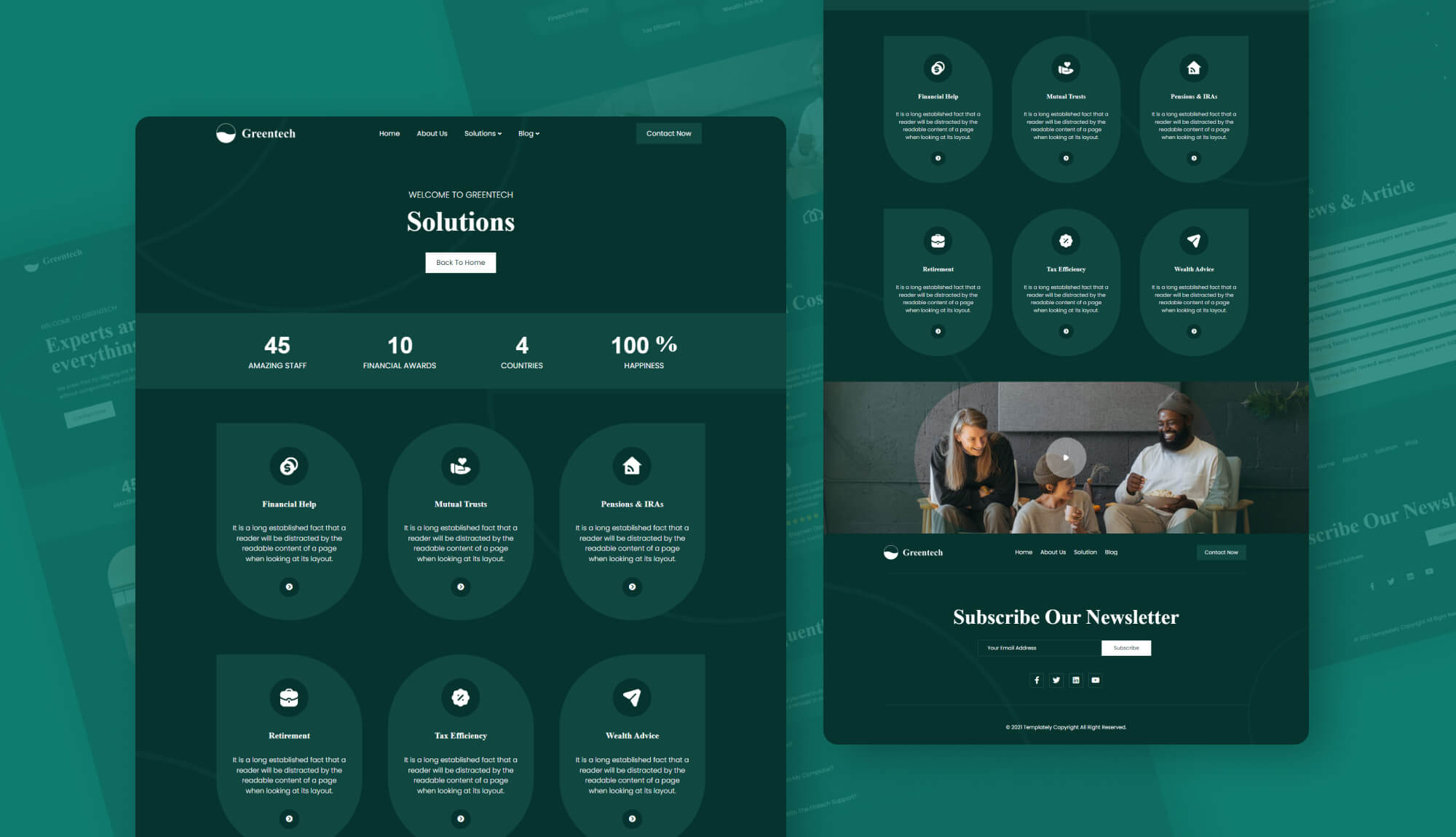 Greentech - Fintech Startup Website Template Solutions Page | Templately
