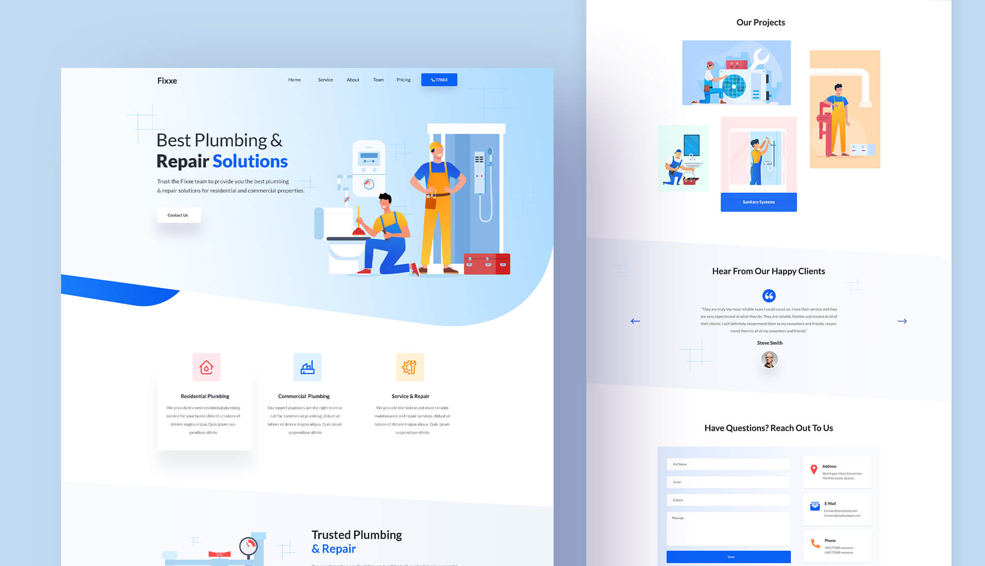 Fixxe - Plumber Website Template | Templately