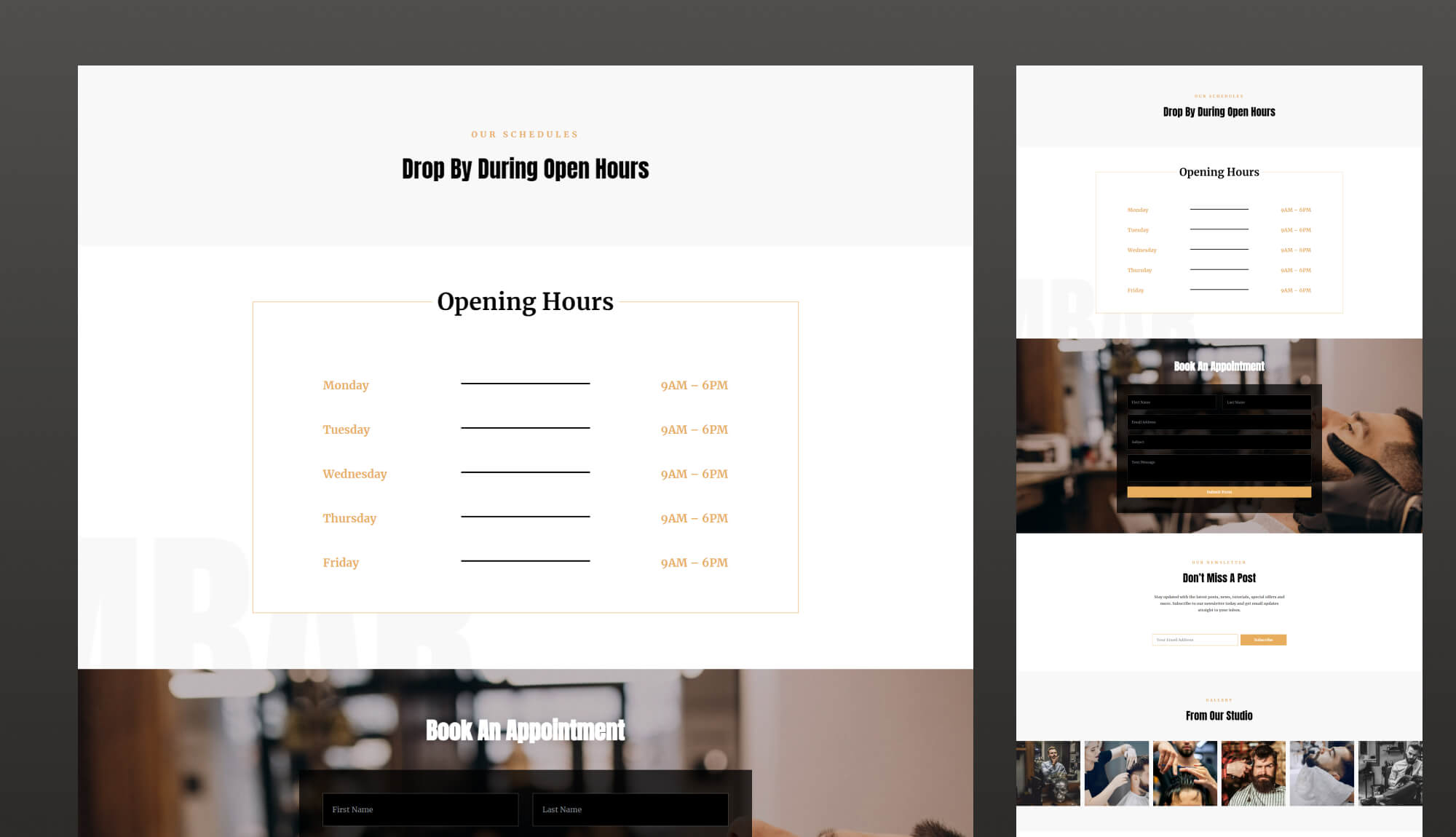 Trim Bar - Barber Shop Template For Gutenberg Schedule Page | Templately