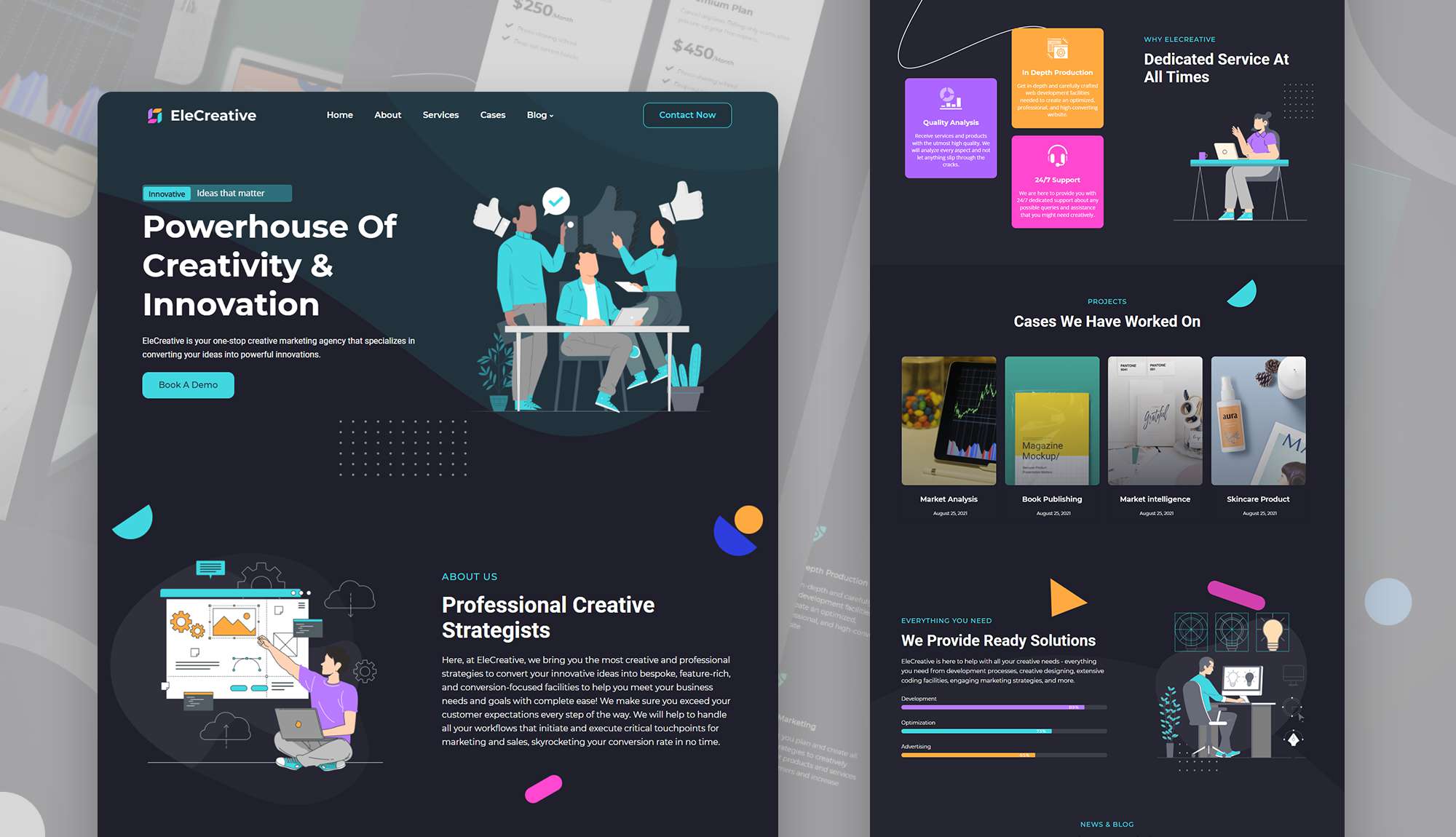 EleCreative Creative Agency Website Template Home Page | Templately