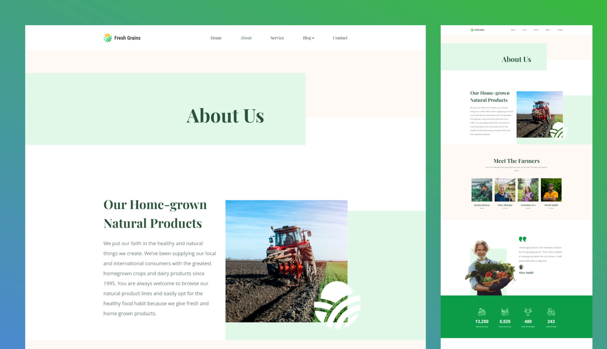 Fresh Grain - Farm Website Template About Page | Templately