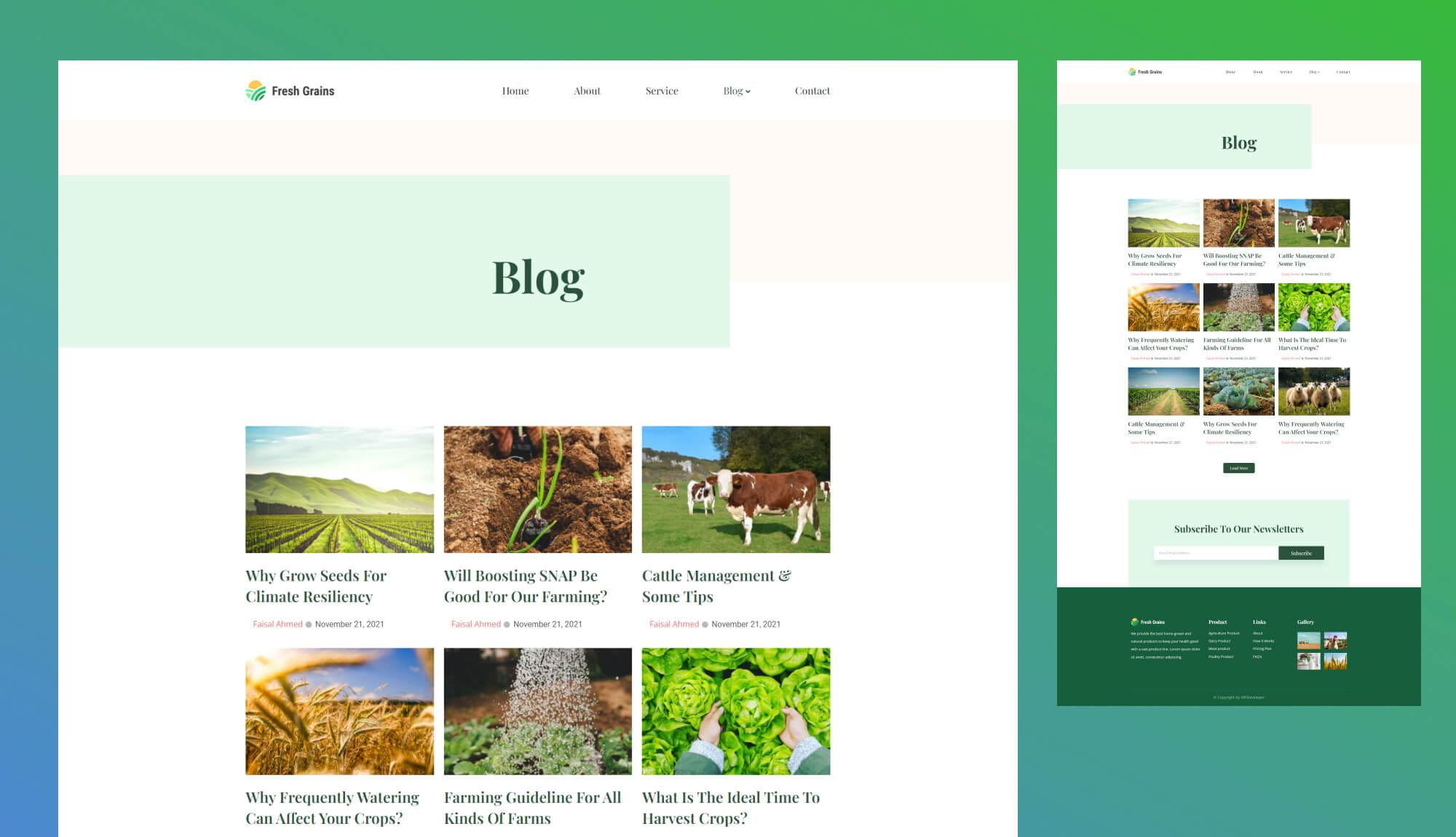 Fresh Grain - Farm Website Template Blog Page | Templately