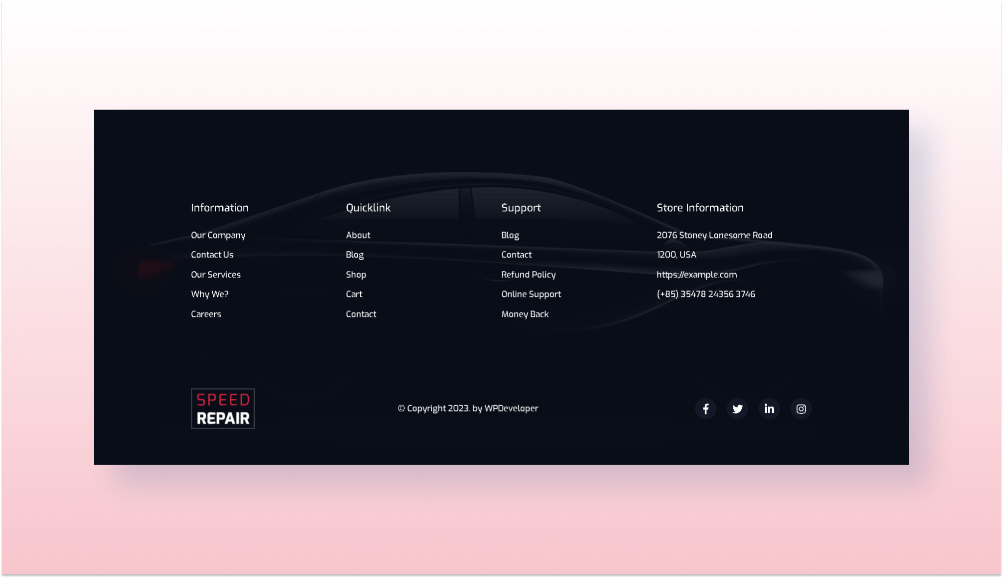 Speed Repair - Auto Parts Shop Website Template For Gutenberg Footer ...