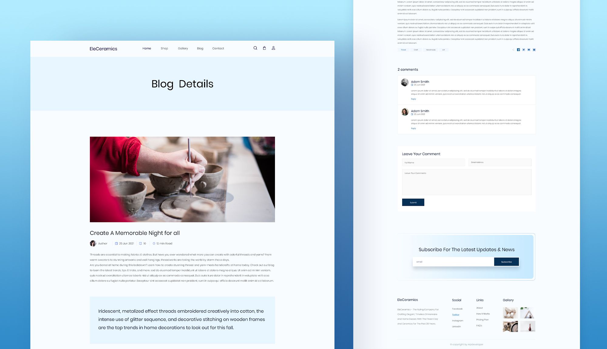 EleCeramics - Ceramic Website Template Single Post Page | Templately