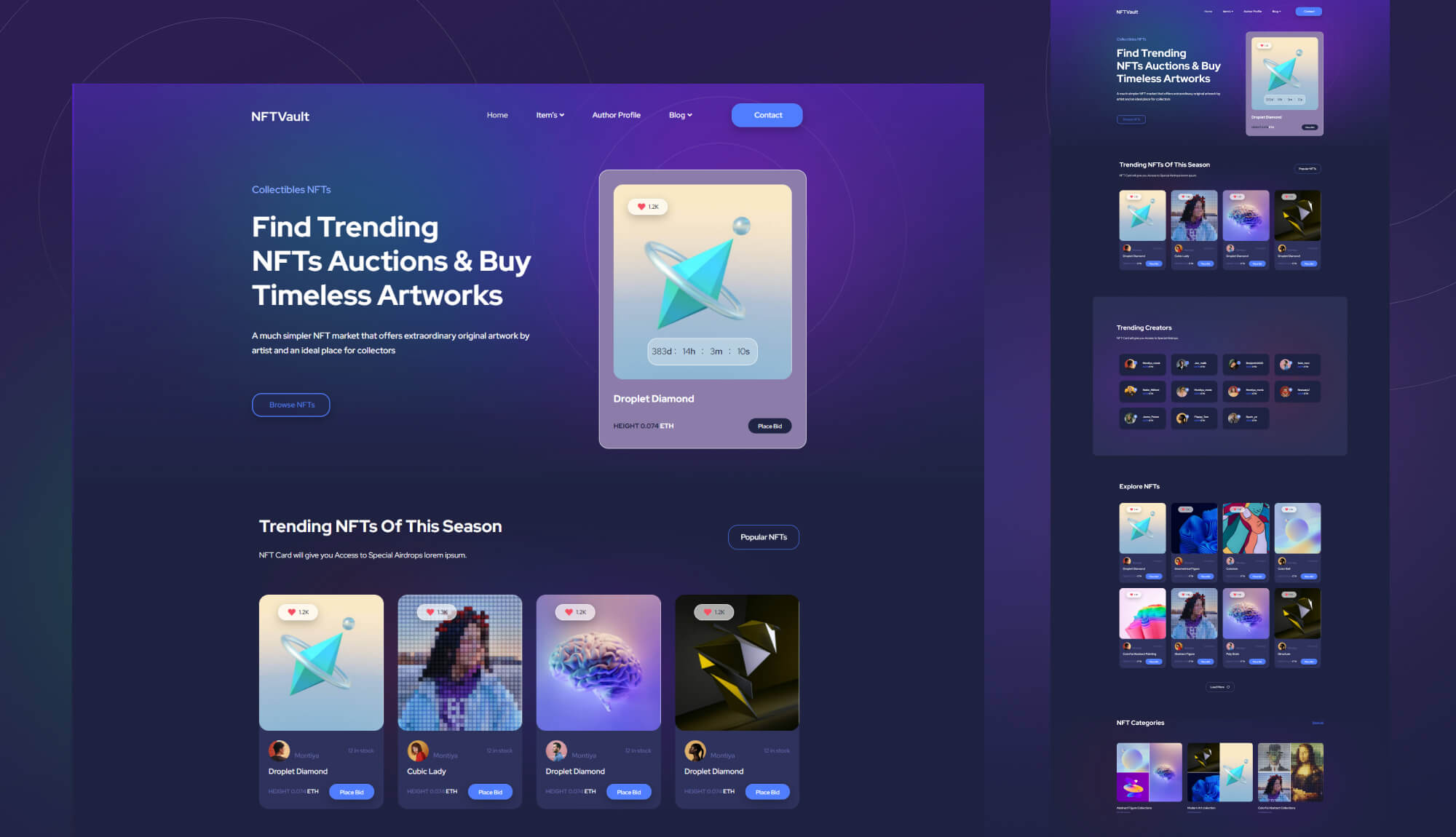 NFTVault - NFT Business Website Template Home Page | Templately