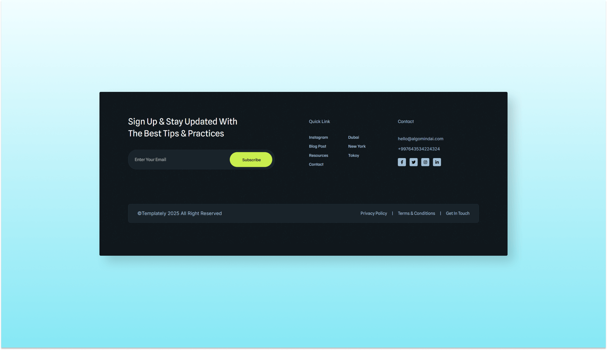 BrainScript AI – Multipurpose AI SaaS Website Template Footer | Templately