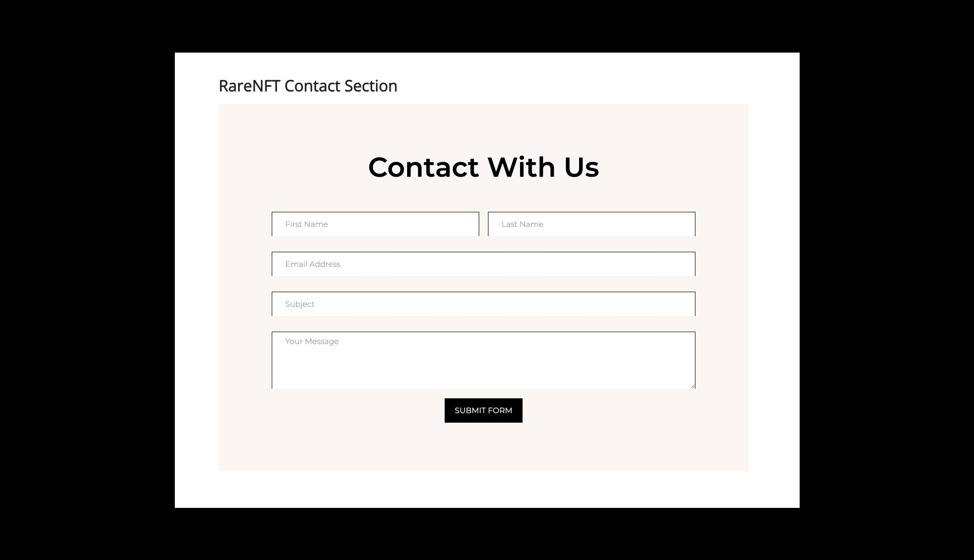 RareNFT - NFT Agency Website Template Contact Section | Templately