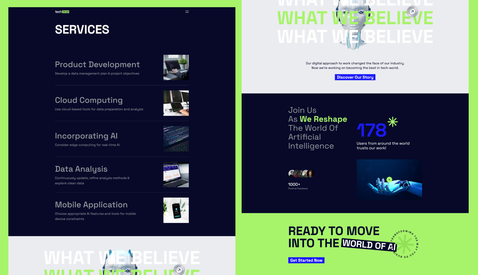 techCRUSH - Tech Startup Template For Elementor Services Page | Templately