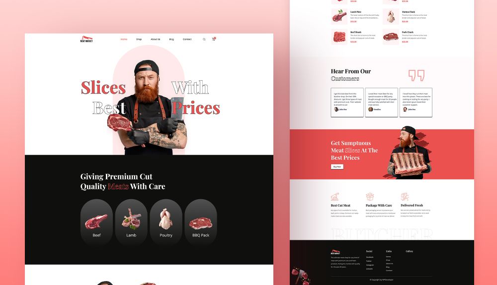 Meat Market - Butcher Shop Website For Gutenberg Home Page | Templately