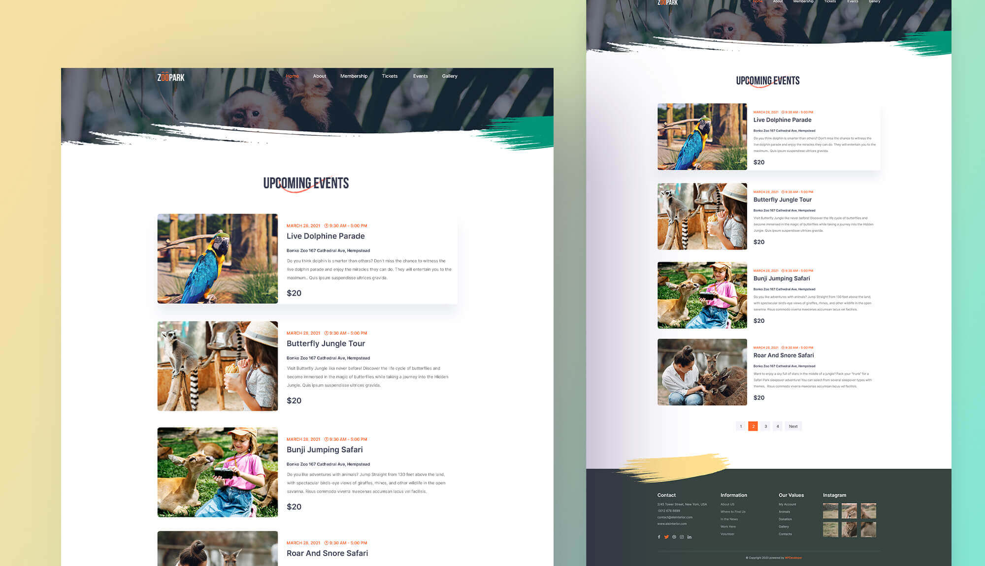 Zoo Park - Safari & Zoo Website Template Event Page | Templately