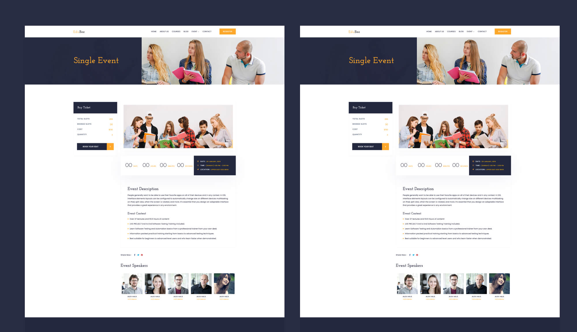 EduBee - Education Website Template For Gutenberg Event Details Page | Templately