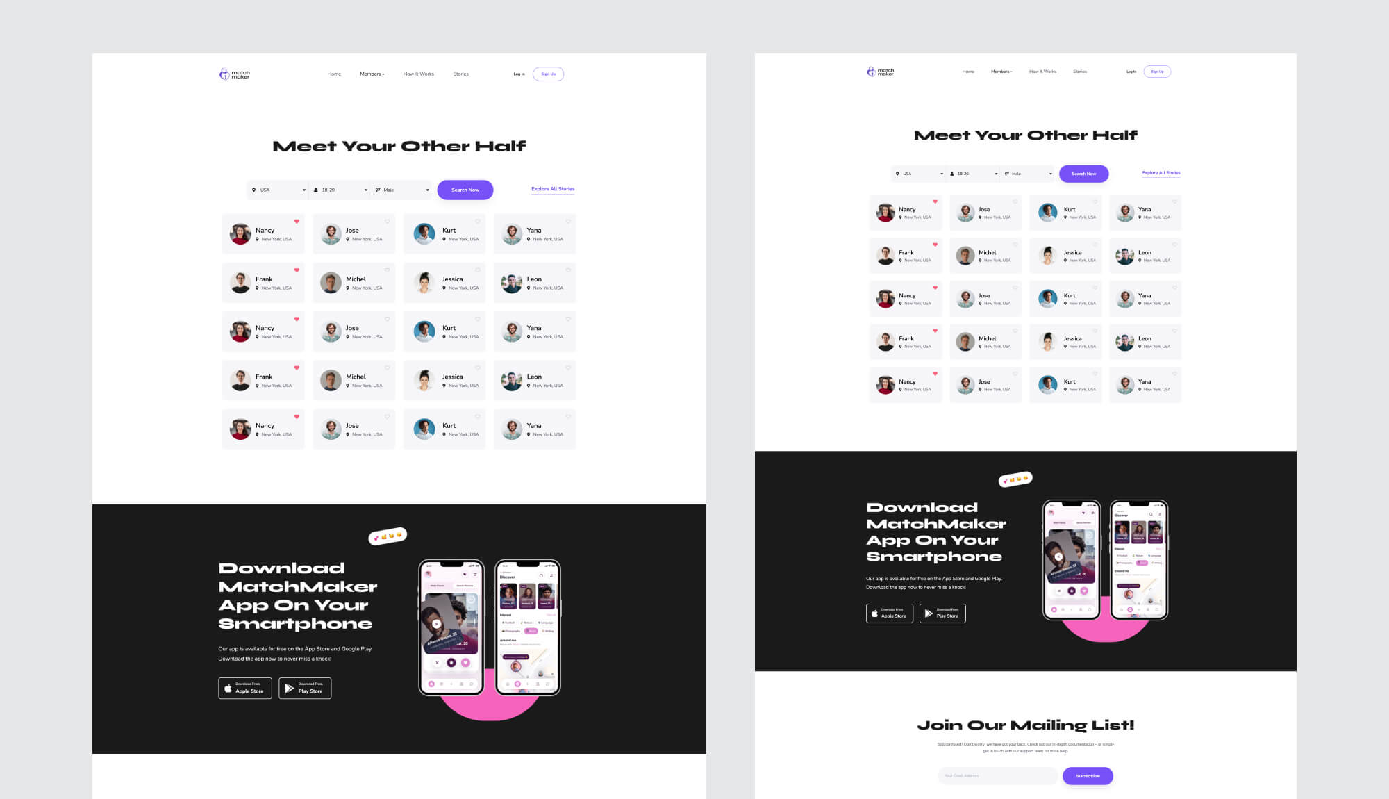 MatchMaker - Dating Website Template For Elementor Members Page ...