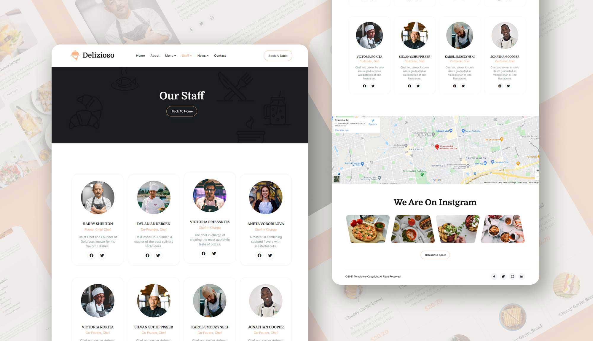 Delizioso - Italian Restaurant Website Template Staff Page | Templately