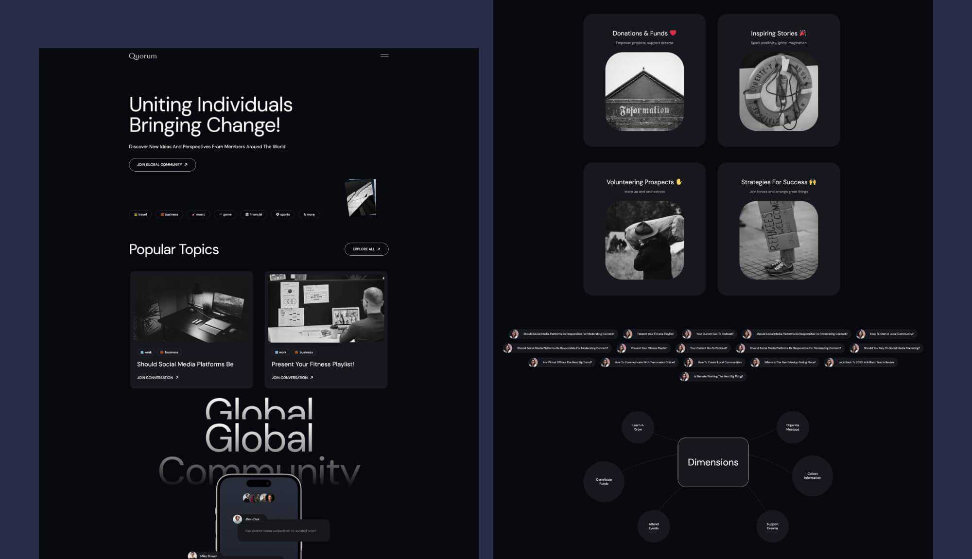 Quorum - Community/Forum Website Template For Elementor Home Page | Templately