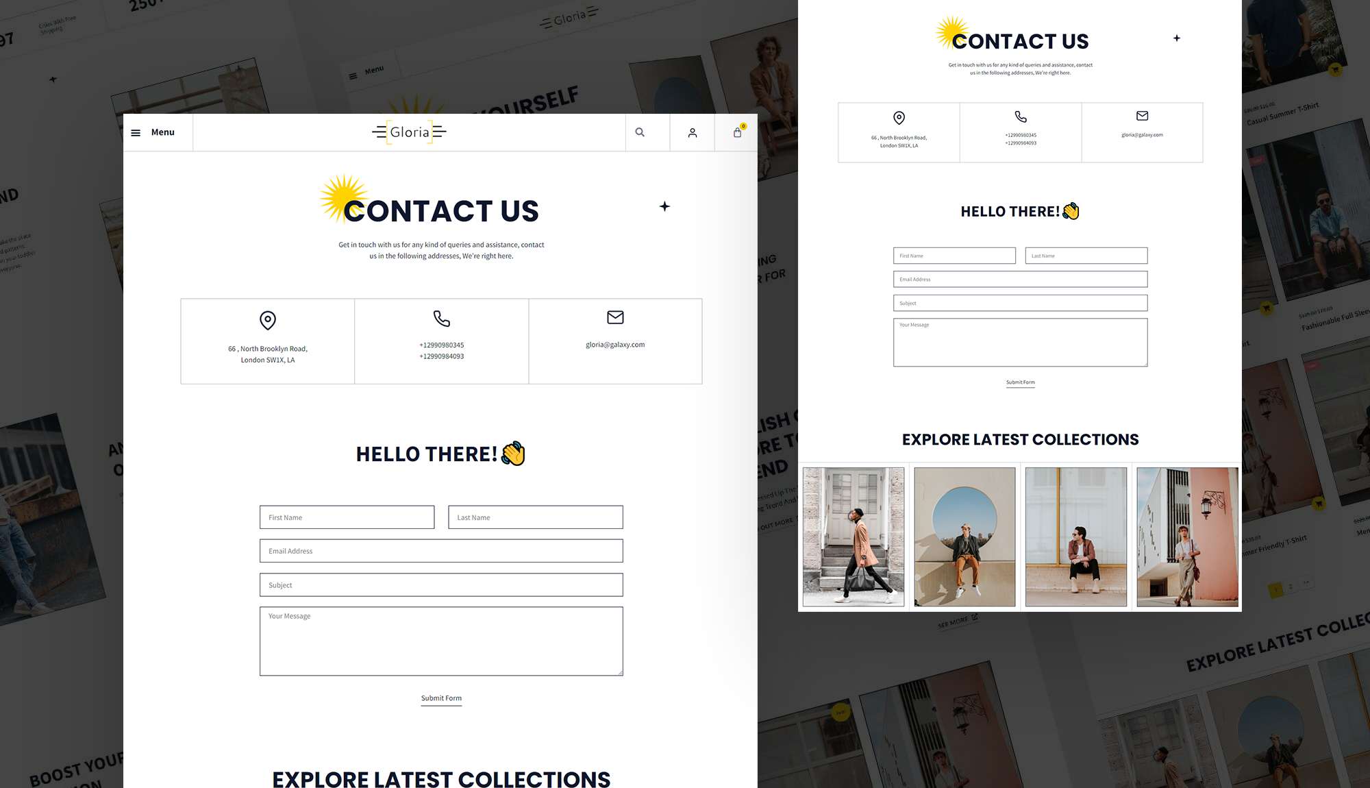 Gloria - Boutique Store Website Template Contact Page | Templately
