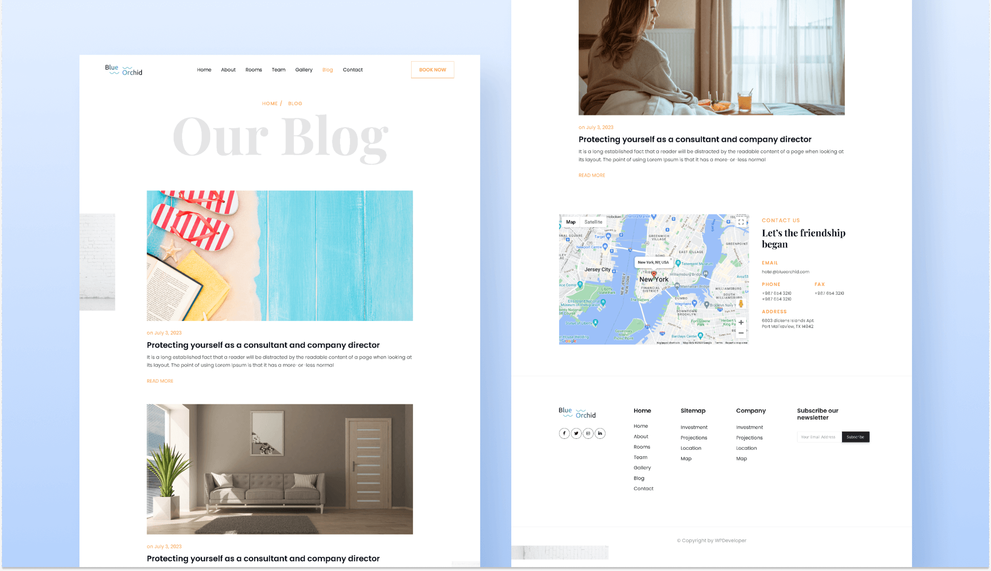 Blue Orchid - Hotel & Resort Template For Gutenberg Blog Page | Templately