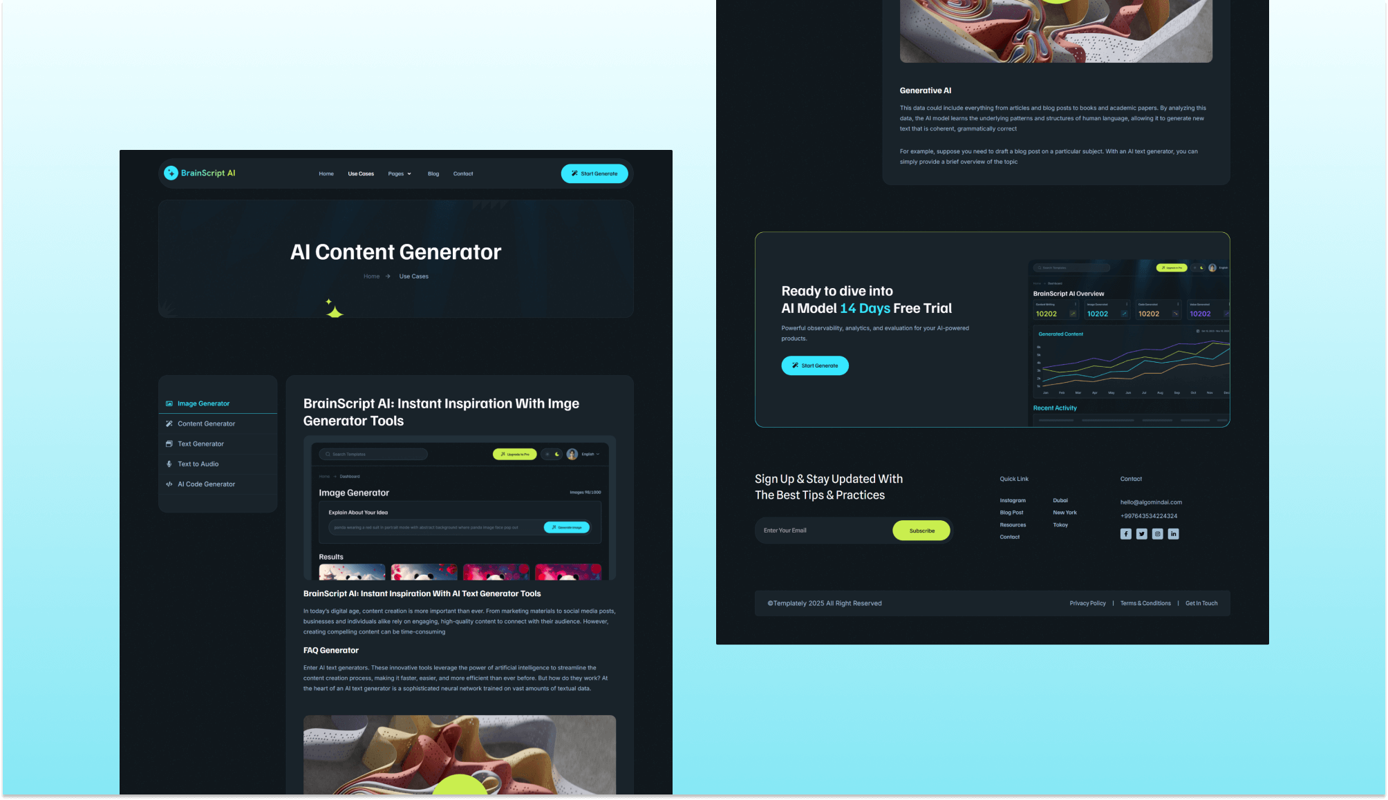 BrainScript AI – Multipurpose AI SaaS Website Template Use Case Page | Templately