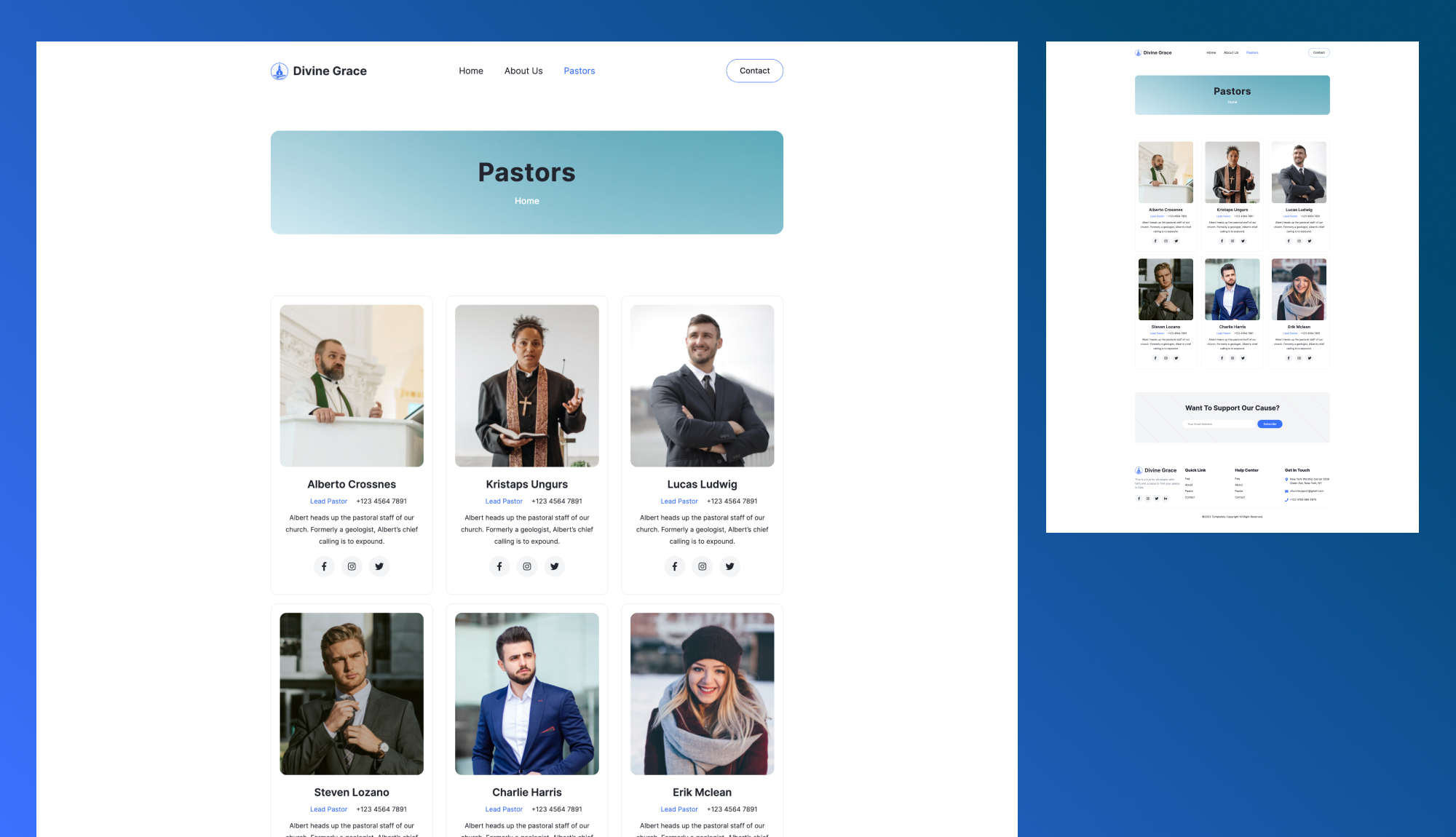 Divine Grace - Church Website Template For Gutenberg Pastors Page ...