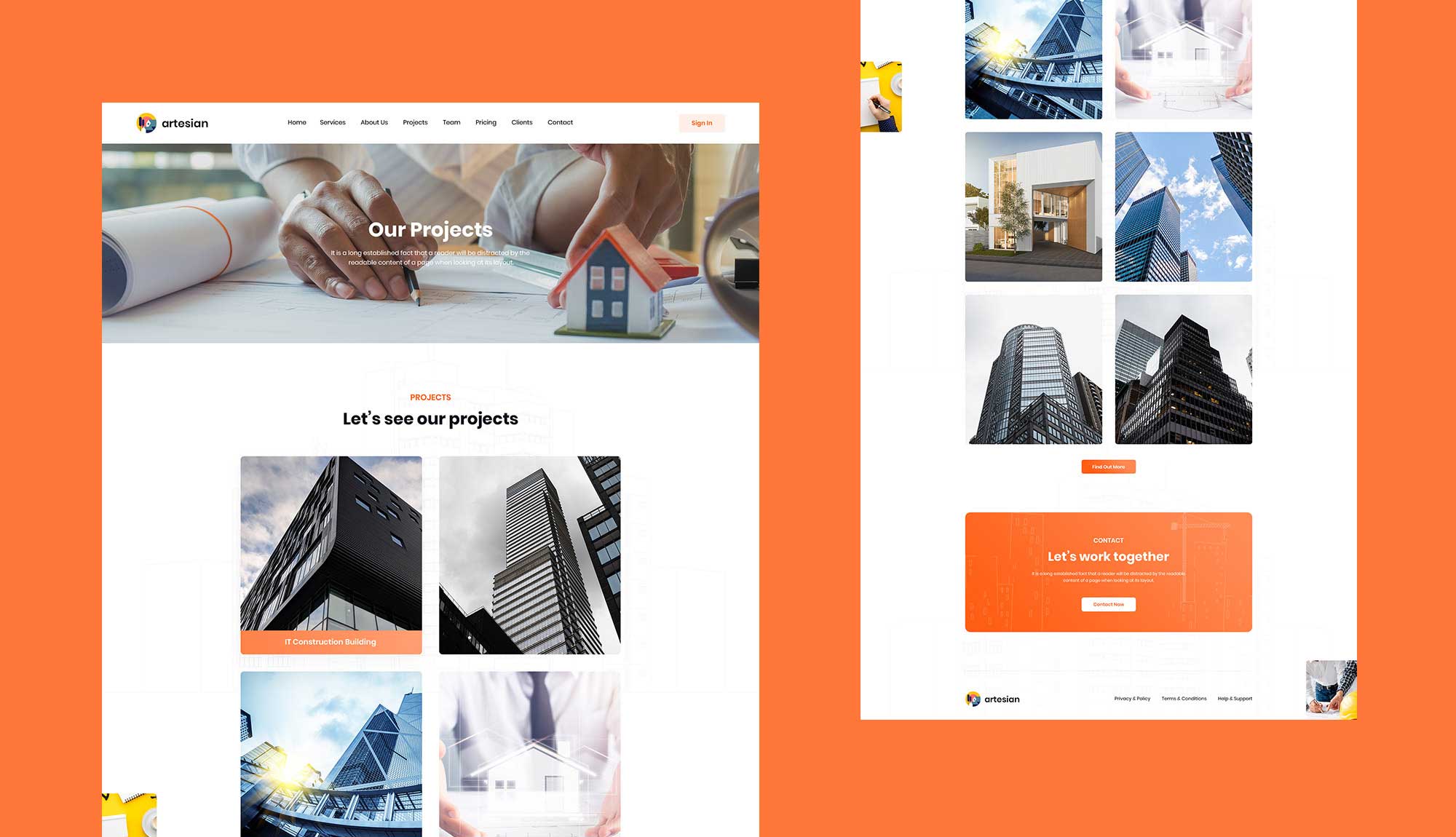 Artesian - Gutenberg Construction Website Template Projects Page For ...