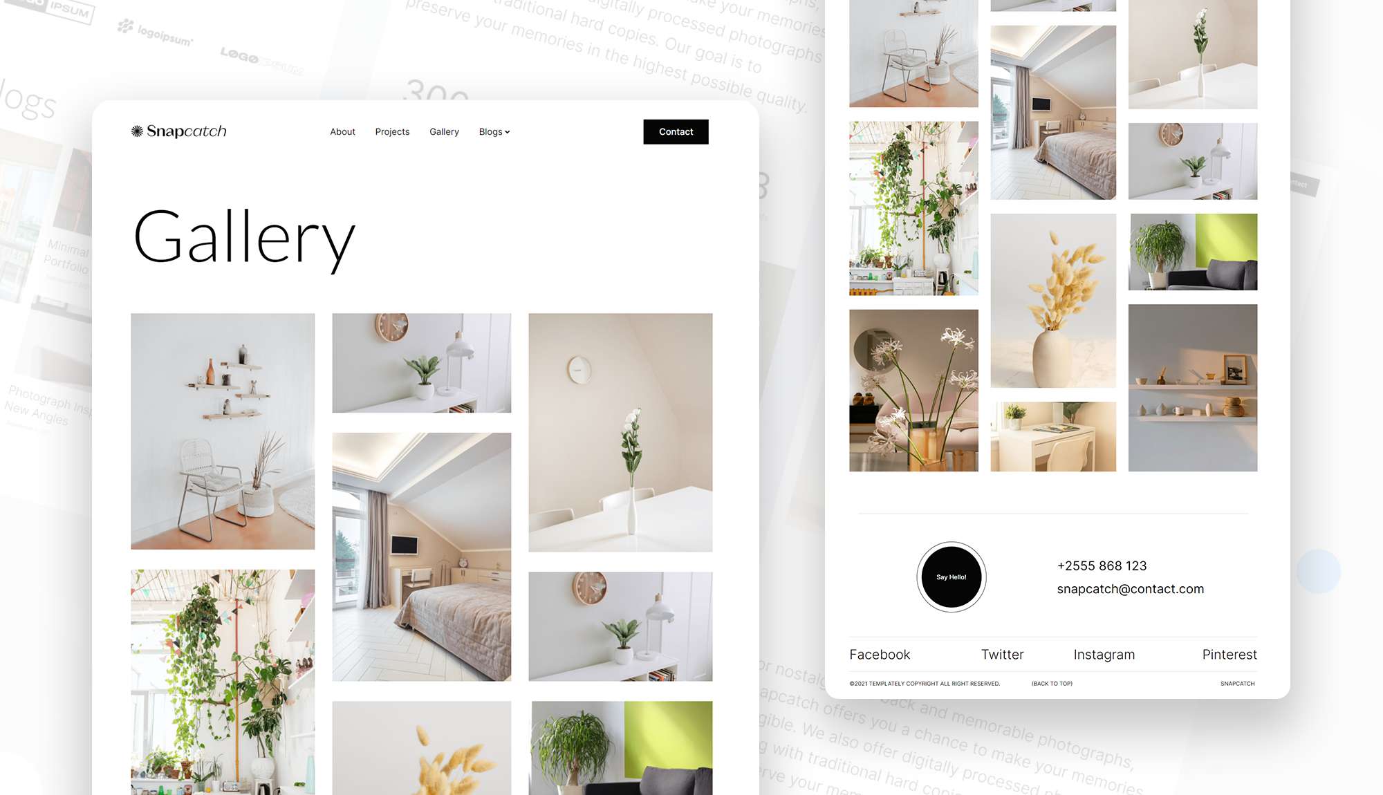 Snapcatch - Minimal Photography Website Gallery Page | Templately