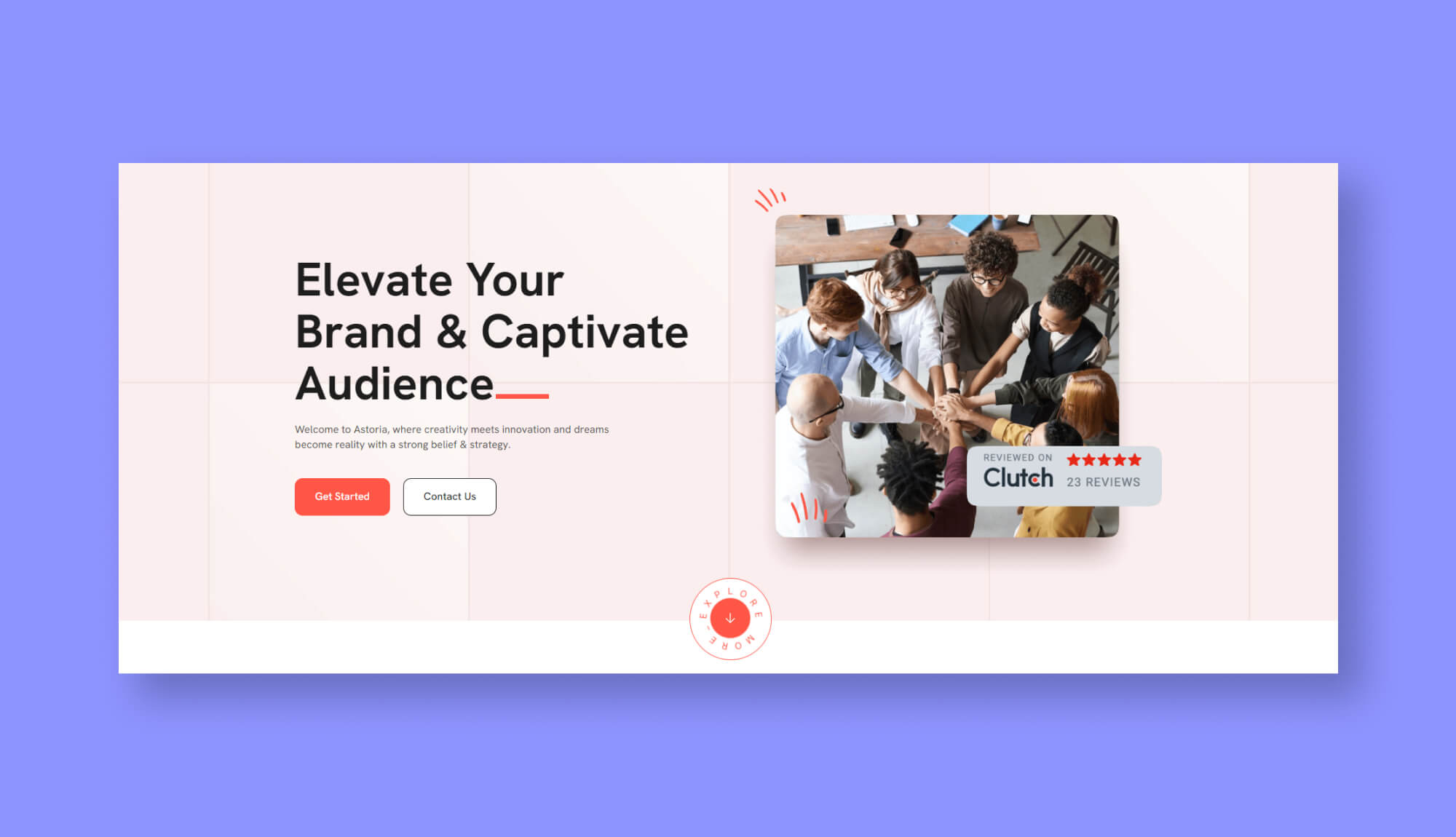 Astoria - Multipurpose Website Template for Elementor Agency Banner Section | Templately