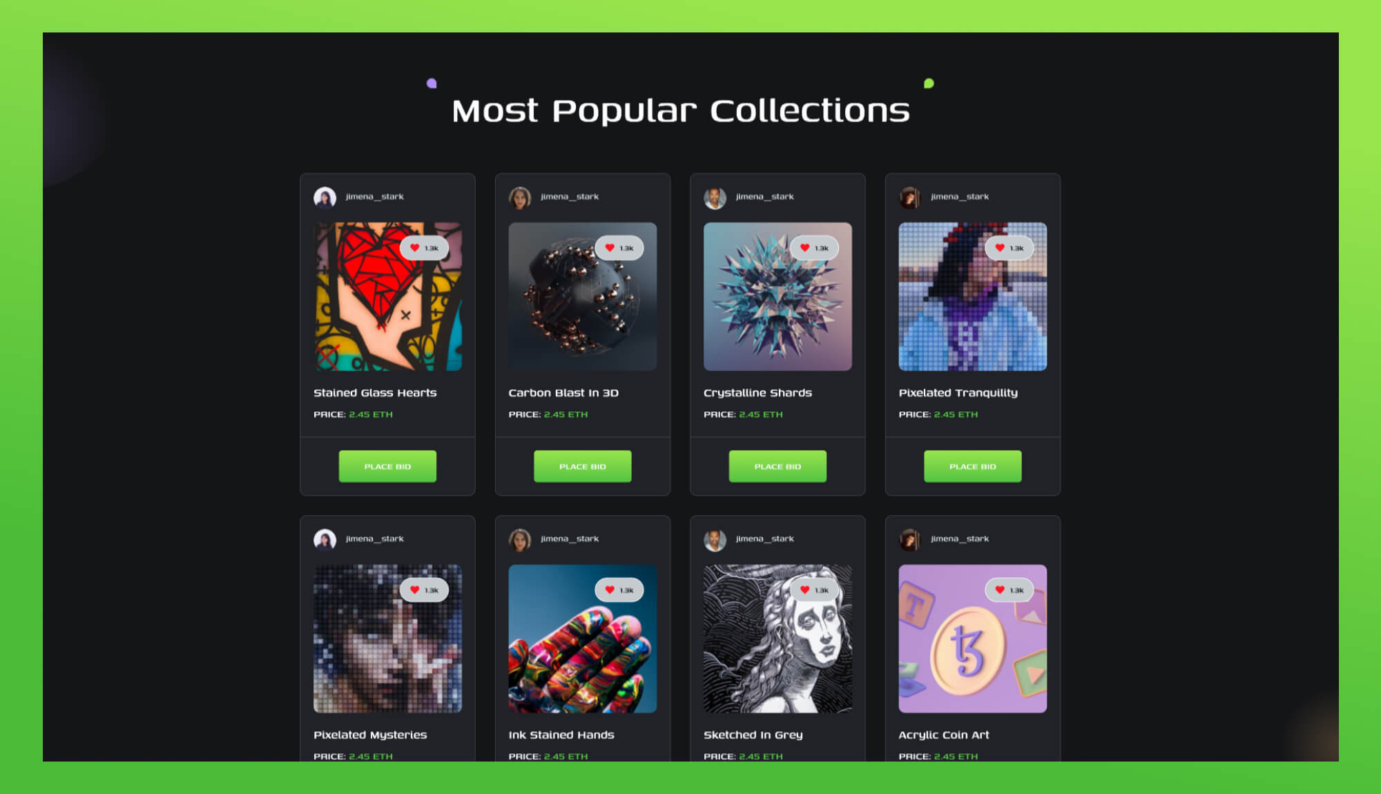 NFTCrypt Popular NFT Collection Section | Templately