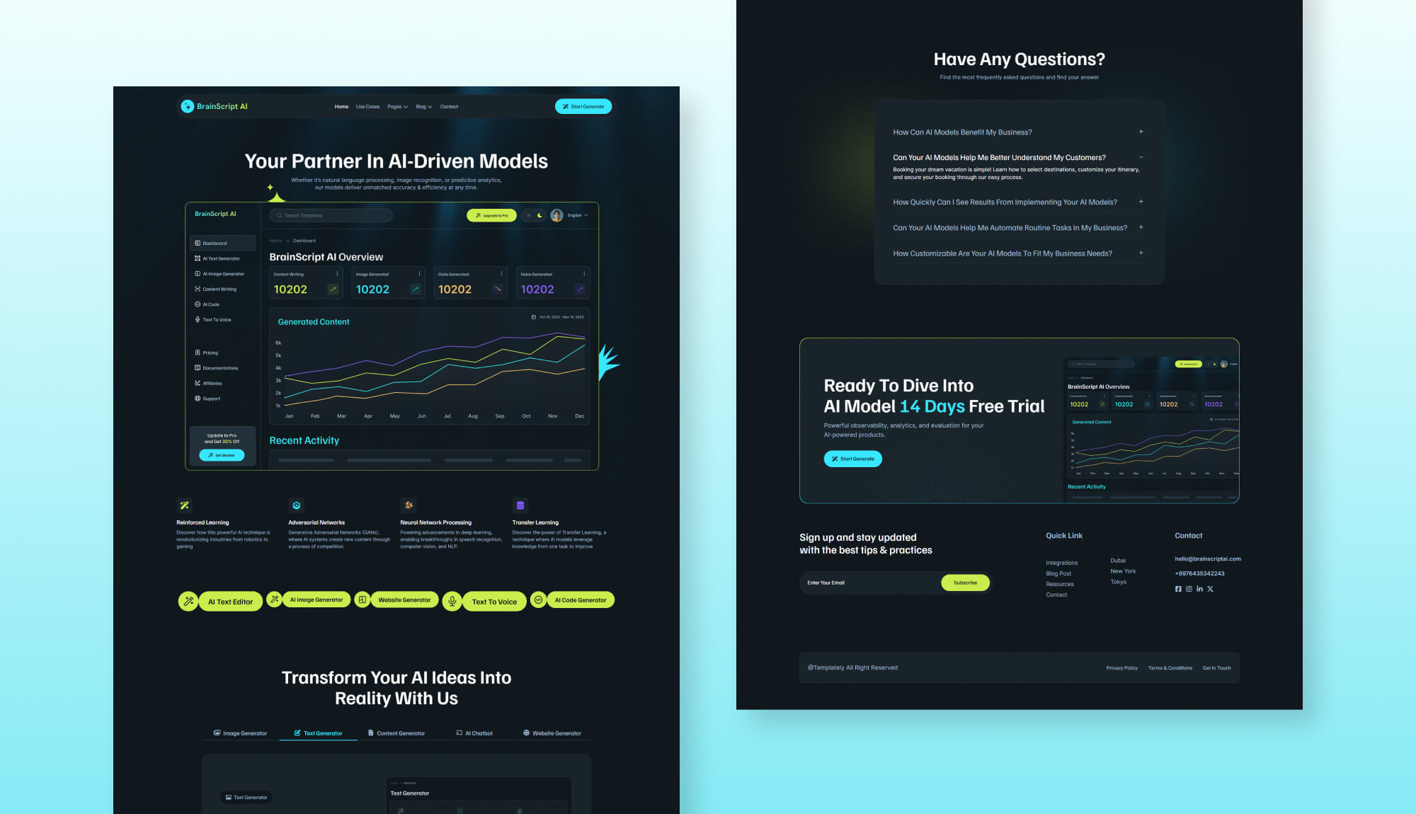 BrainScript AI – Multipurpose AI SaaS Gutenberg Website Template Landing Page | Templately