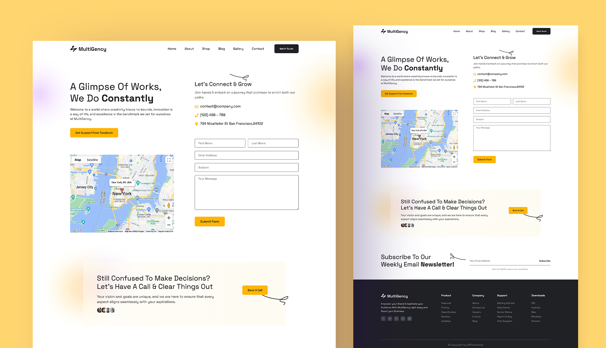 MultiGency - Multipurpose Website Template For Gutenberg Contact Page | Templately