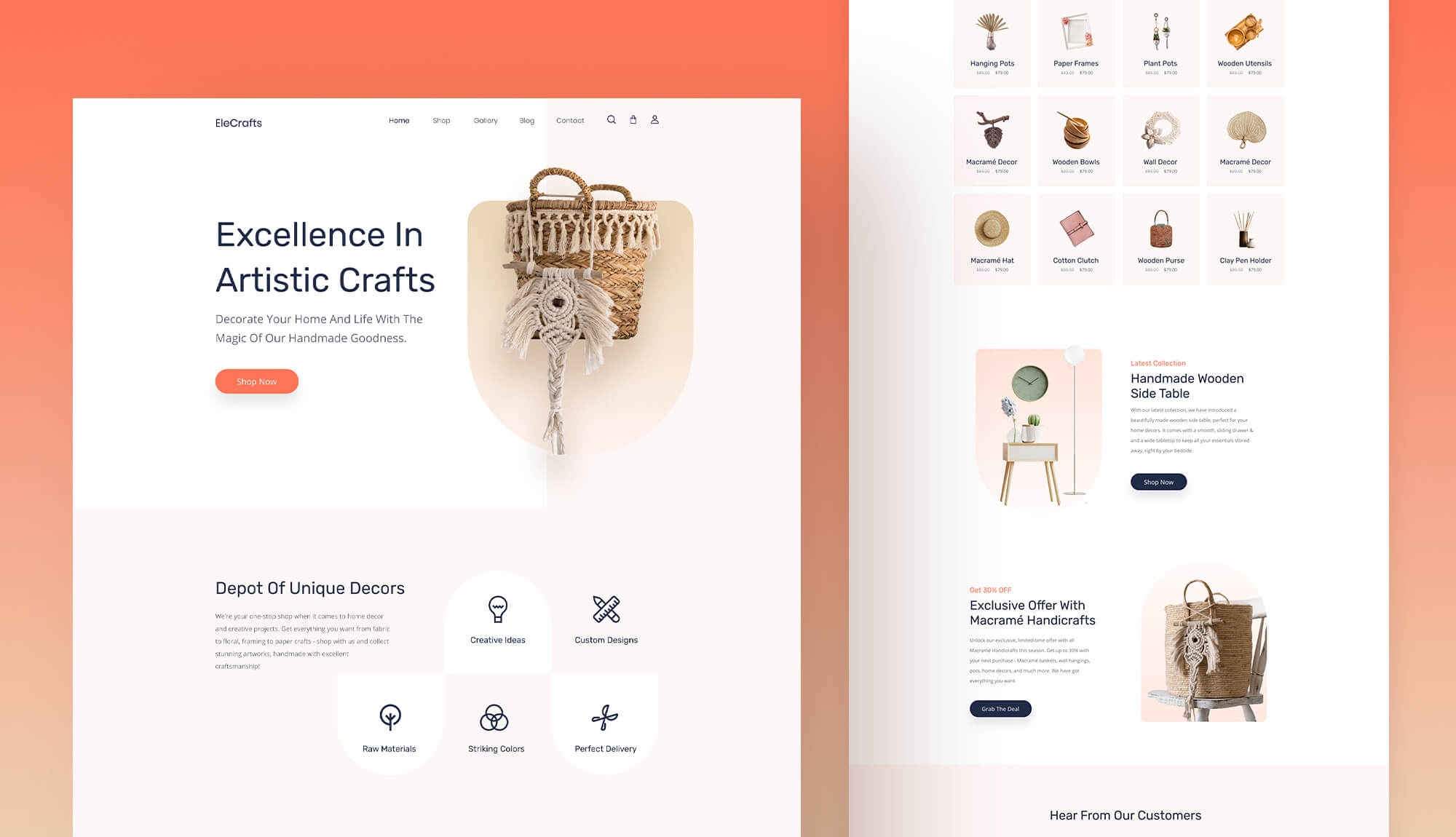 EleCrafts - Craft Store Website Template Home Page | Templately