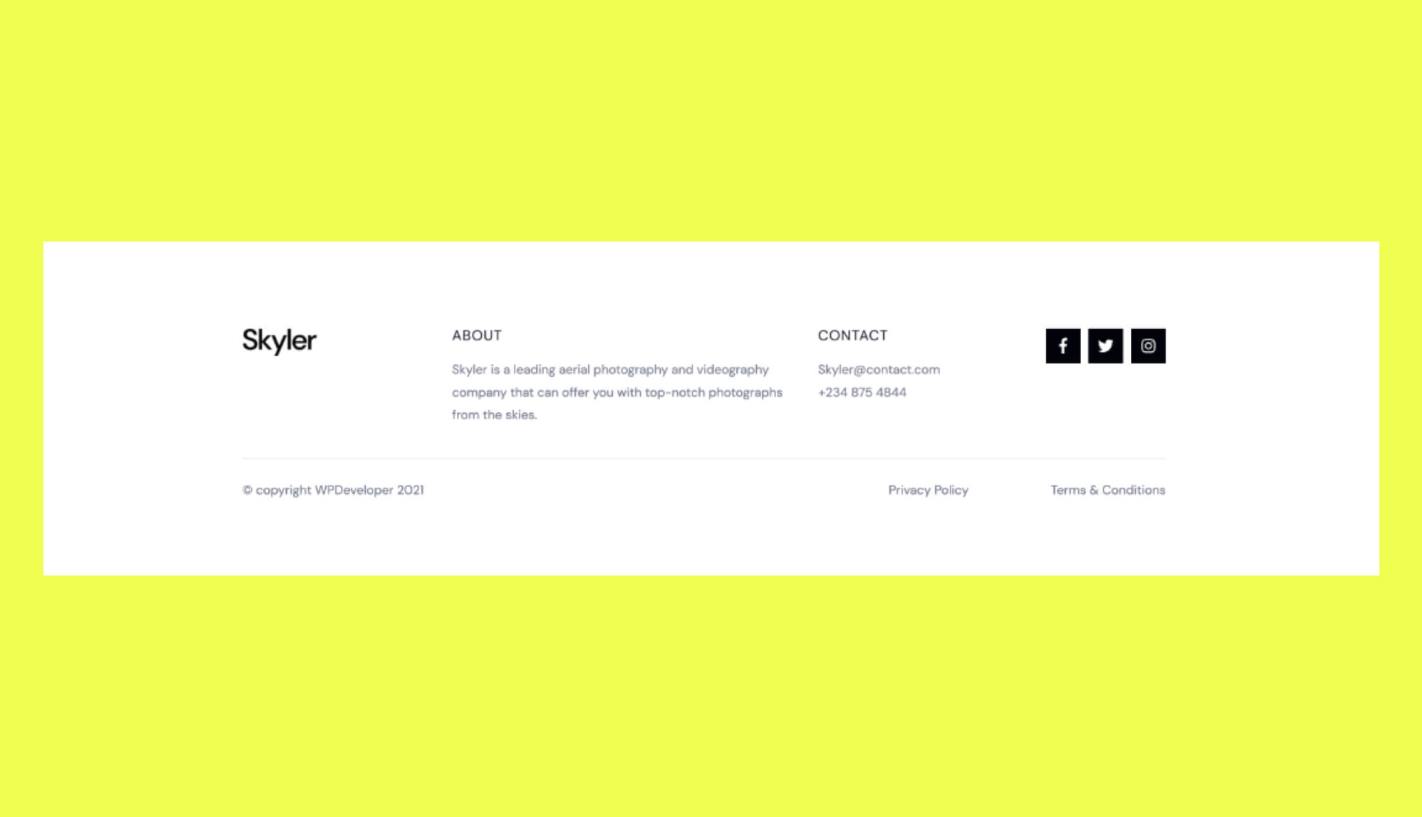 Skyler - Drone Photography Template For Gutenberg Footer Section ...