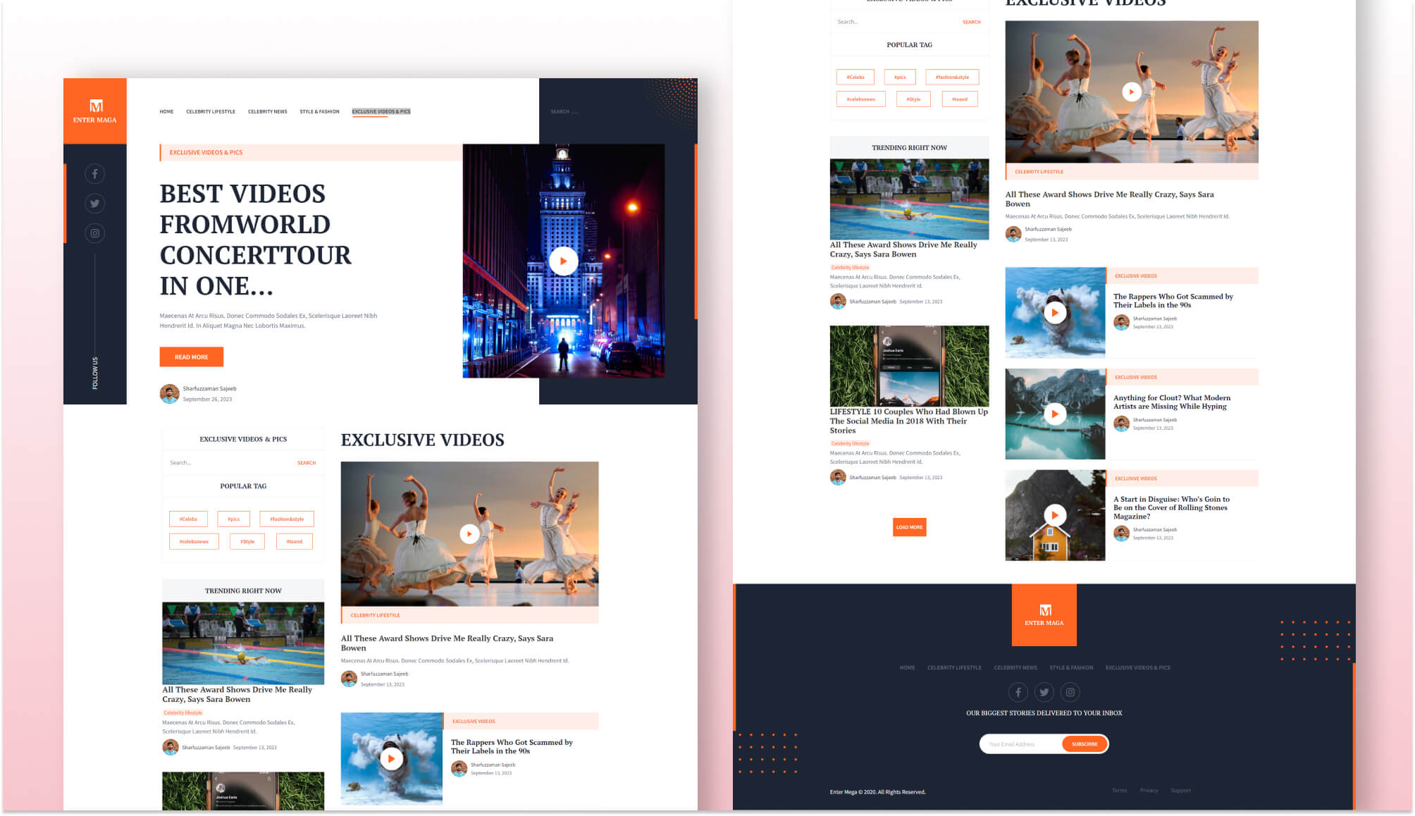 Enter Mega - Entertainment Magazine Website Template For Gutenberg ...