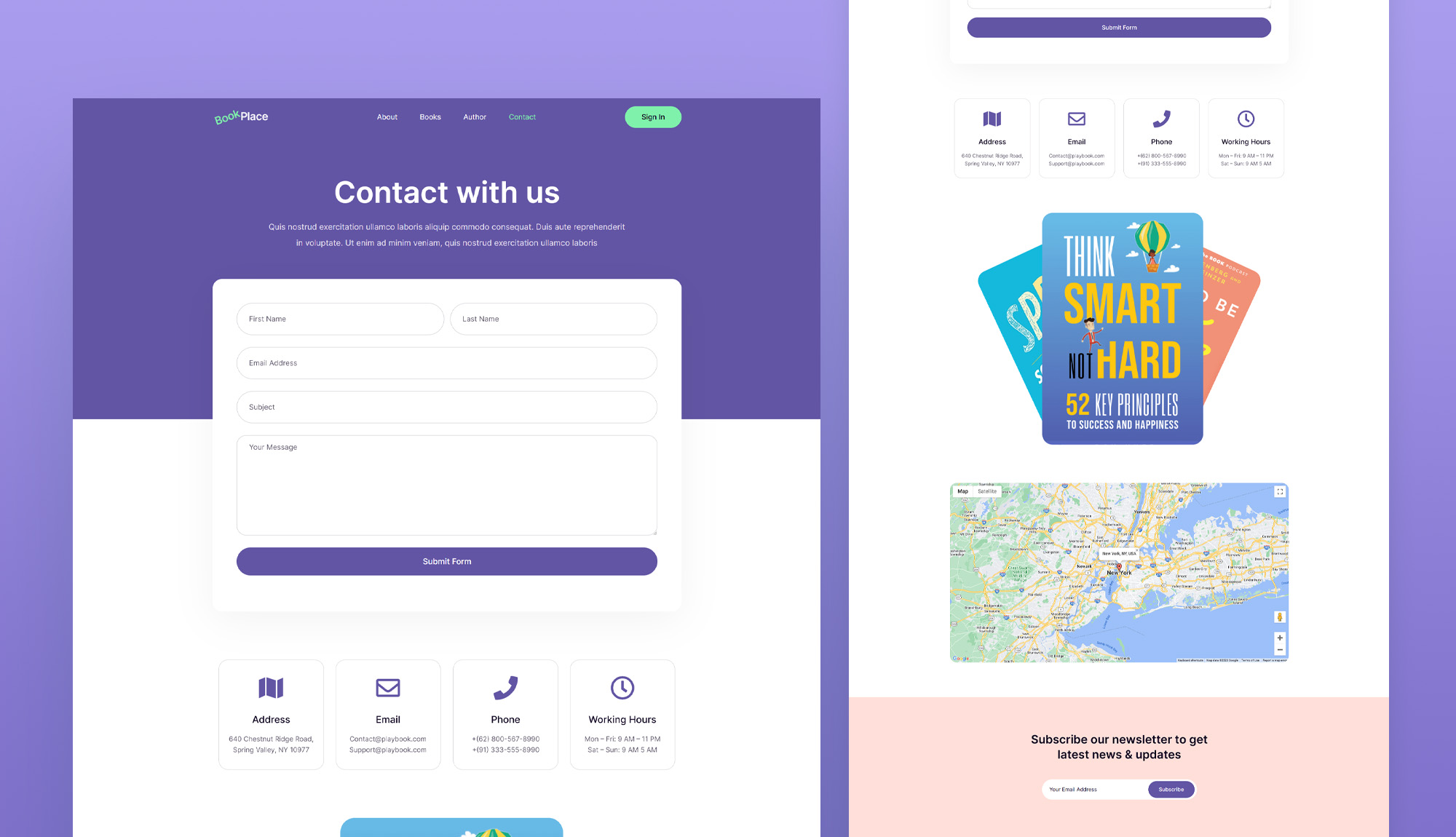BookPlace - Bookstore Template Pack For Gutenberg Contact Page | Templately