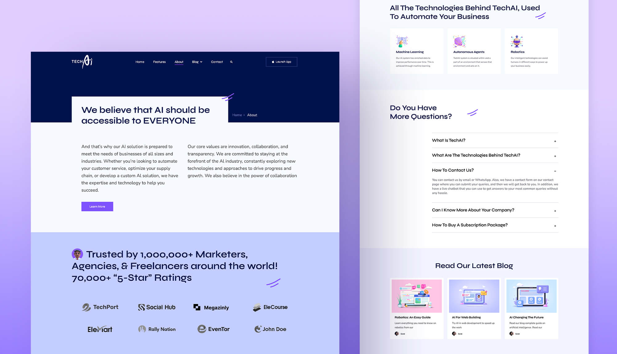 TechAI - Technology Website Template For Elementor About Page | Templately