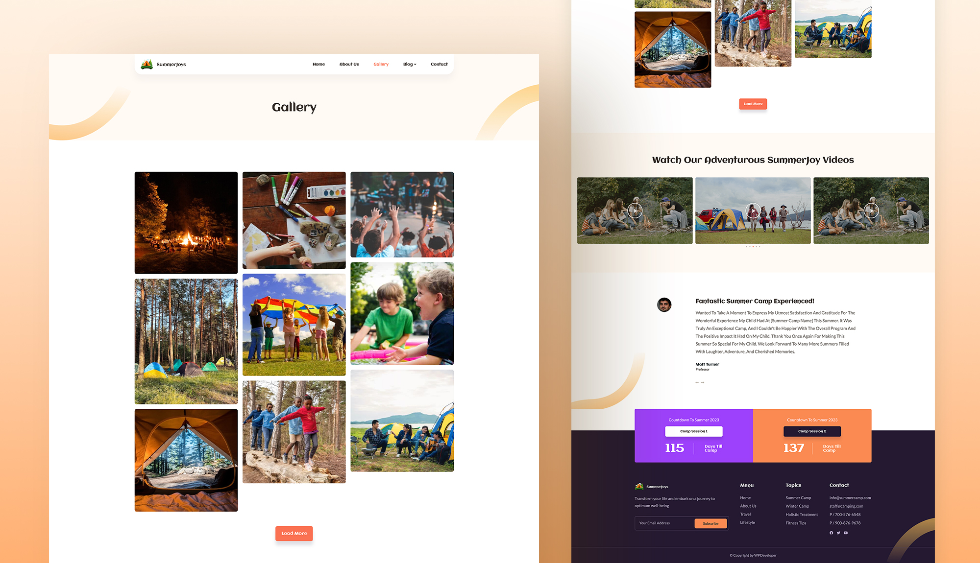SummerJoy - Summer Camp Website Template For Elementor Gallery Page ...