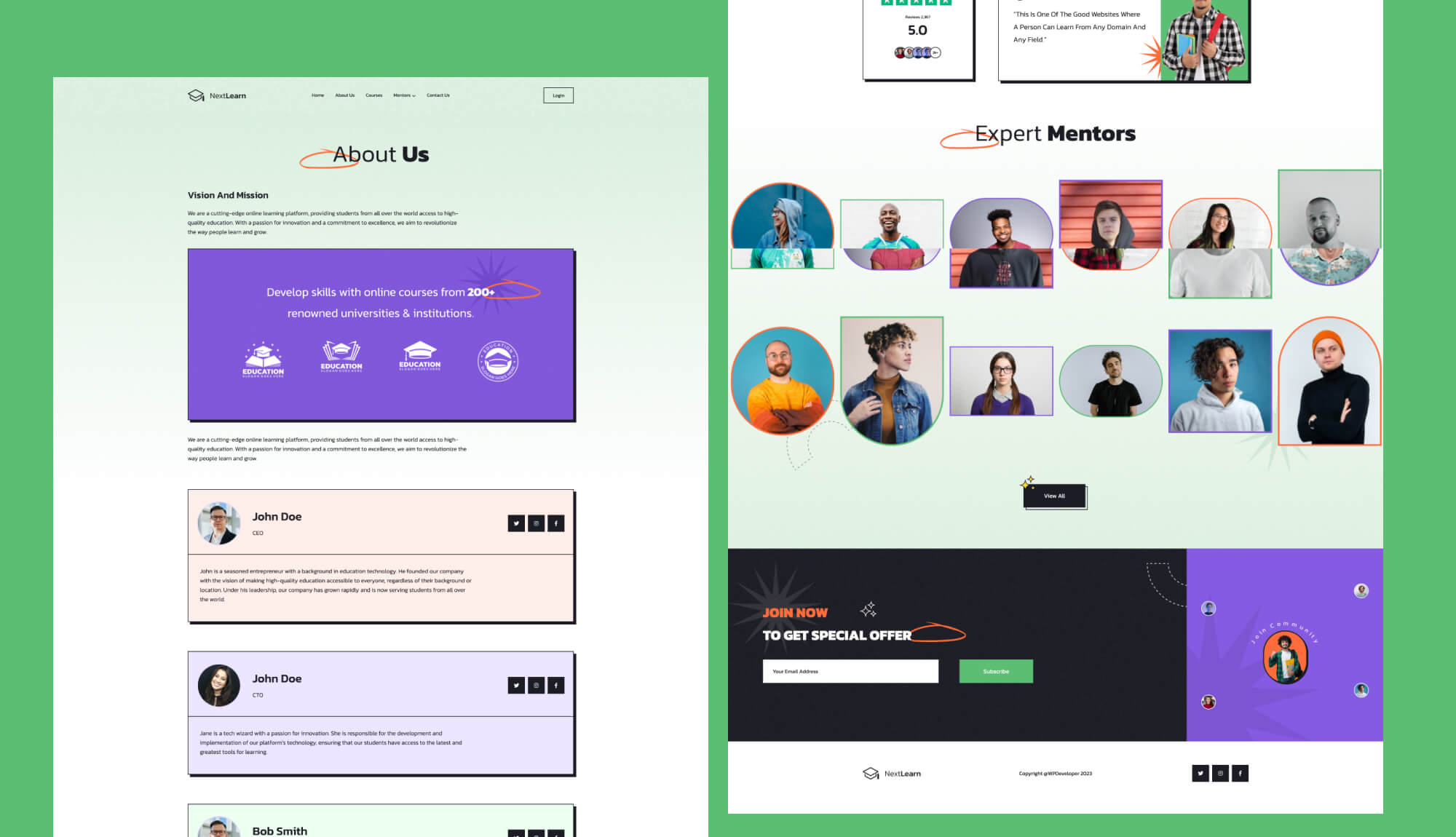 NextLearn - eLearning Template Pack For Elementor About Page | Templately